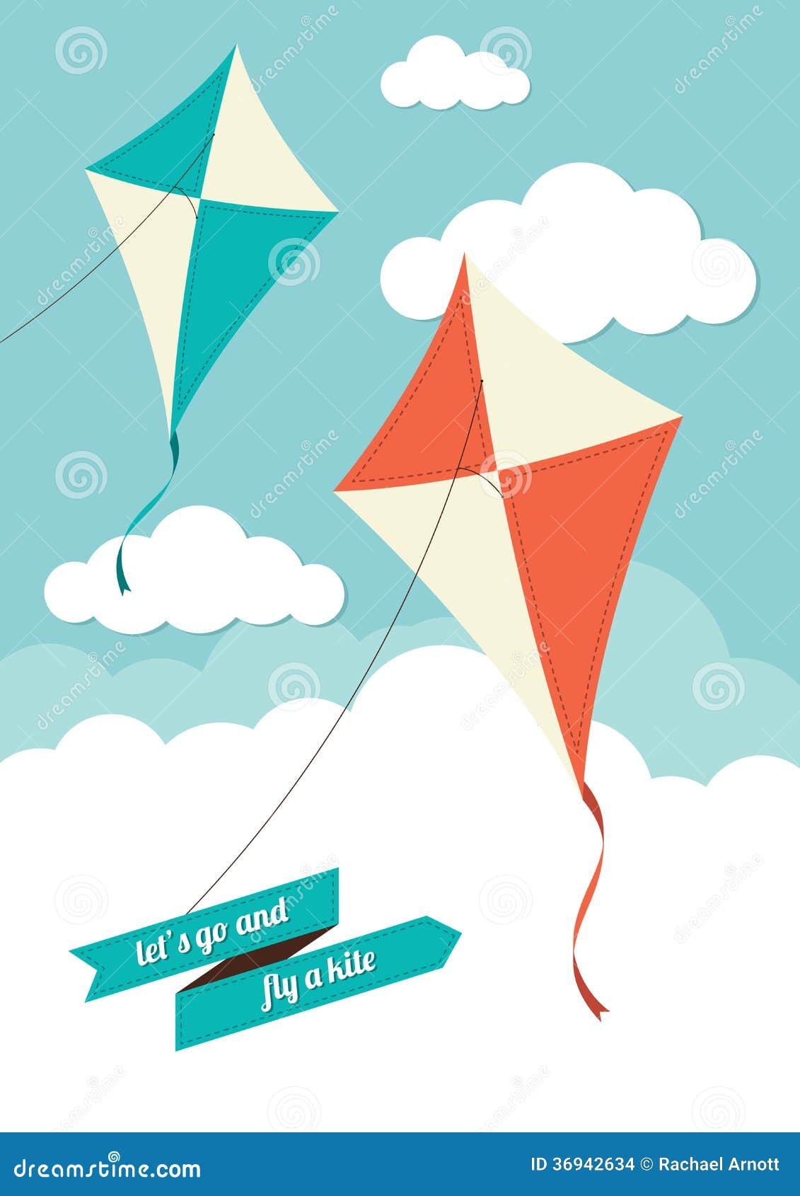 Kites & Clouds stock vector. Illustration of leisure - 36942634
