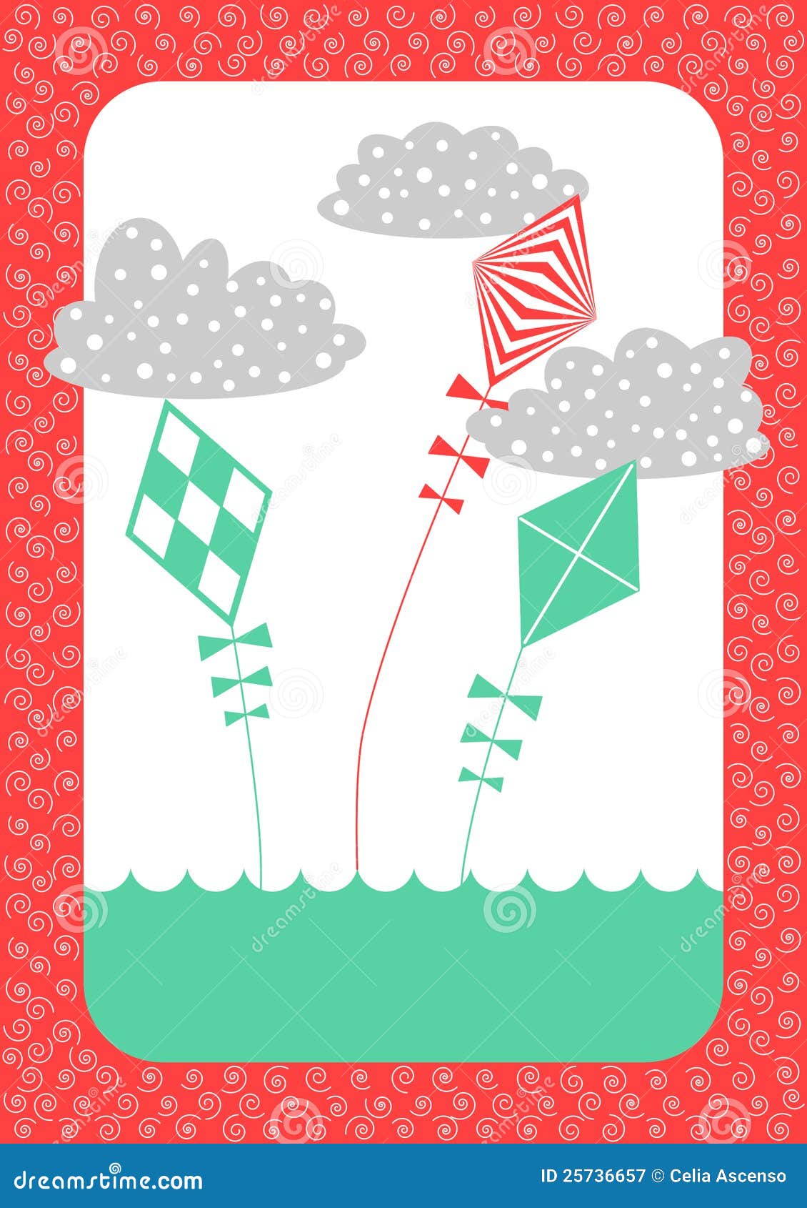 Kites Retro Invitation Card Stock Illustration - Illustration of copy ...