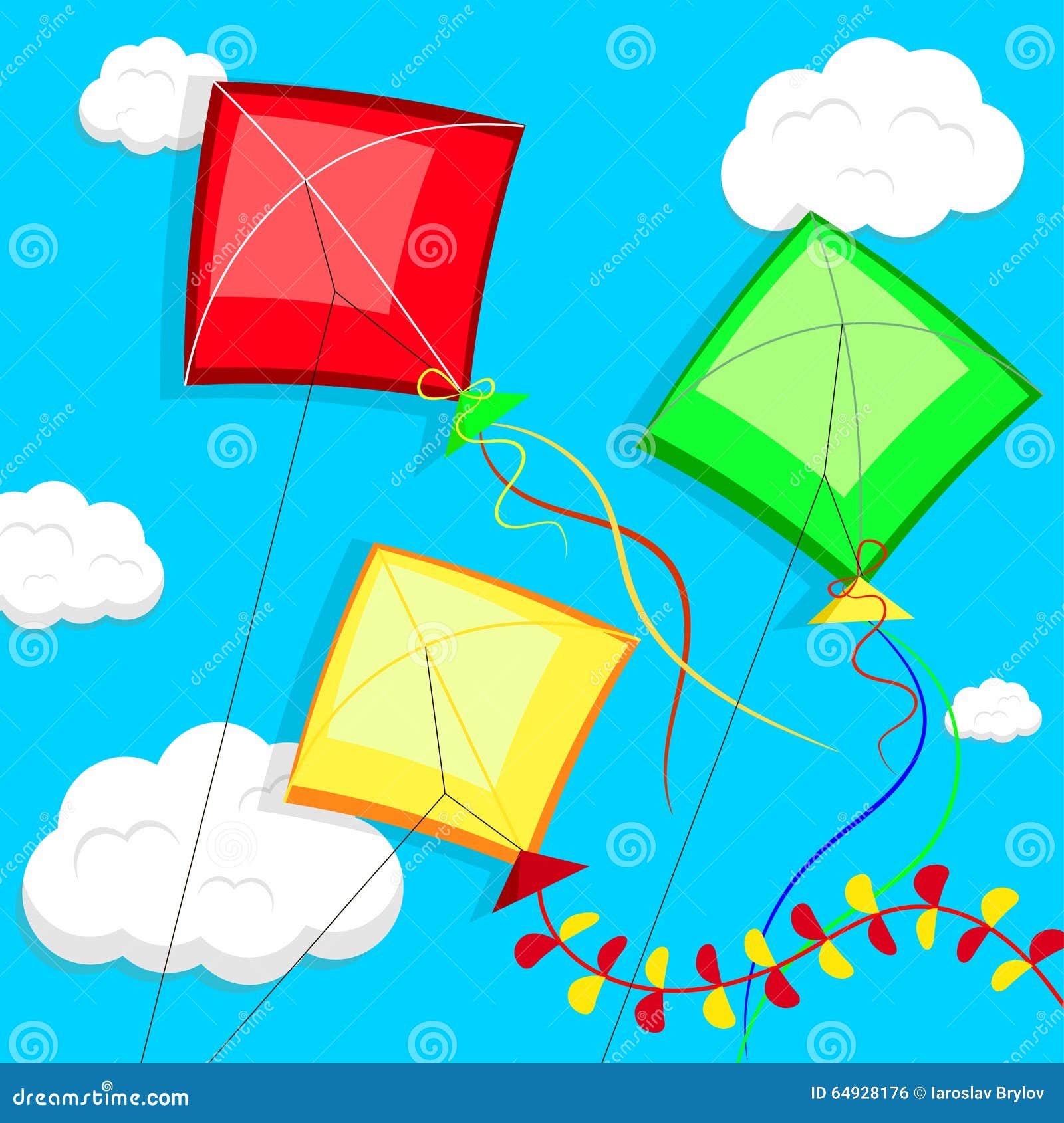 Kites. Vector Illustration. Stock Vector - Illustration of spring ...