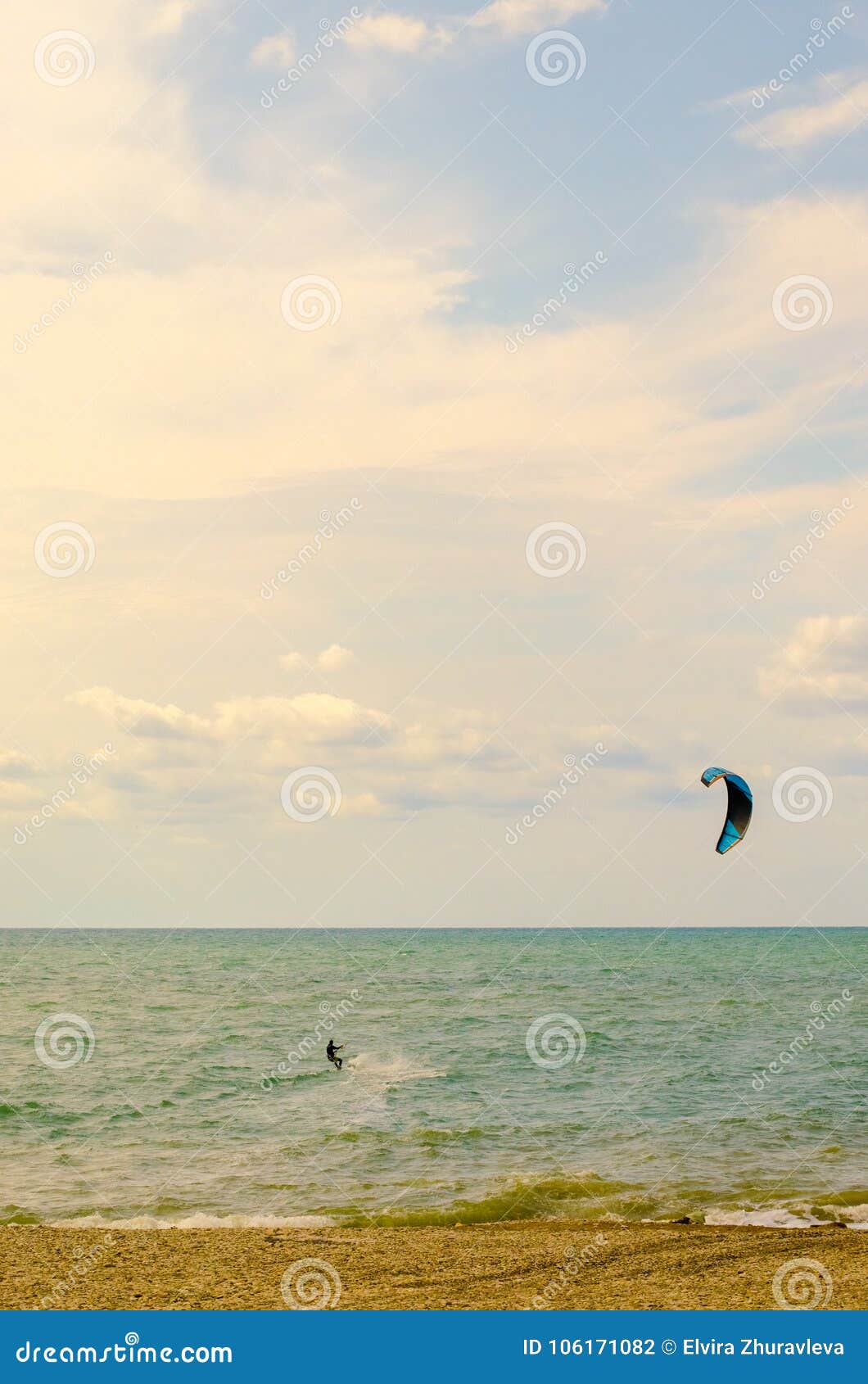 Kitesurfer Enjoys Active Vacation on the Sea Stock Photo - Image of ...