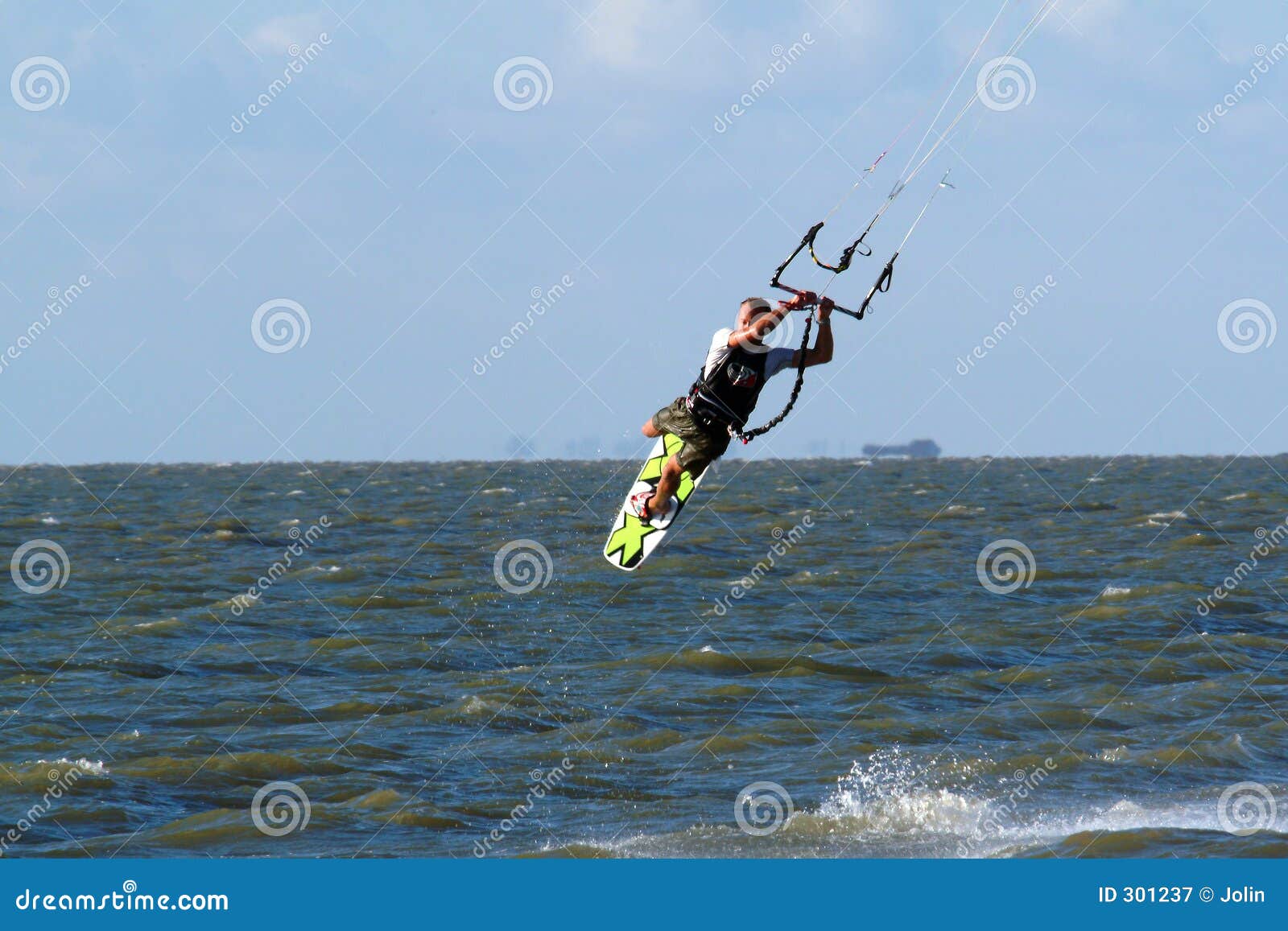 Kitesurfer flying stock image. Image of fast, splash, blue - 301237