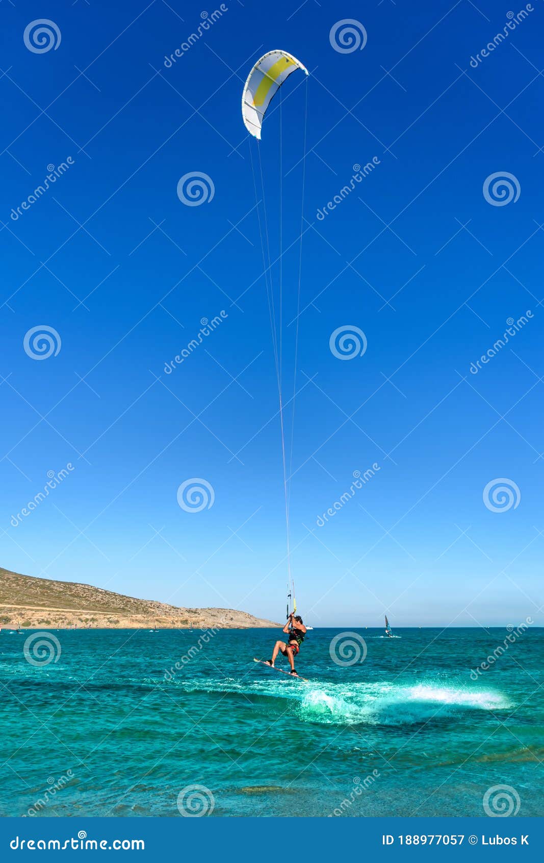 Kitesurfer in Jump on Prasonisi Beach Rhodes, Greece Editorial ...