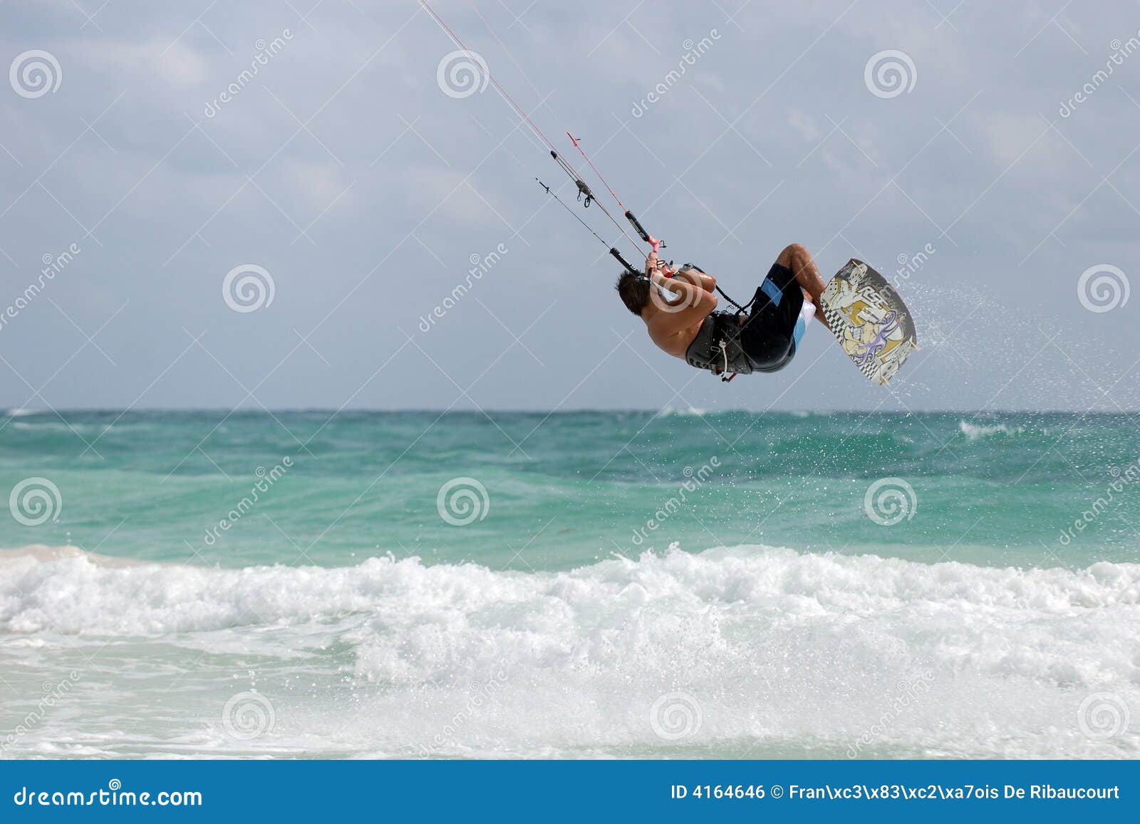 Kitesurfer jumping wave stock photo. Image of active, excitement - 4164646