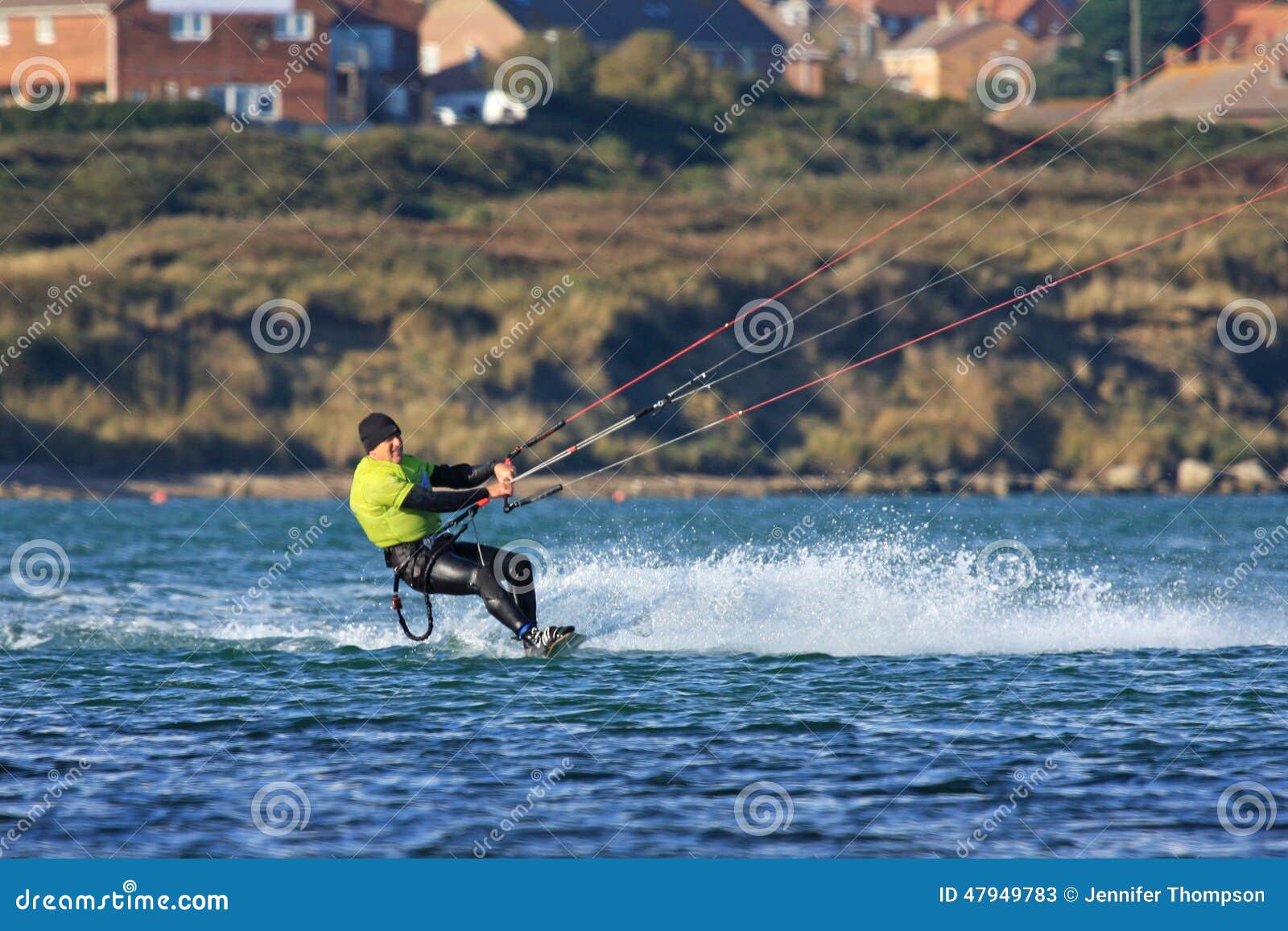Kitesurfer in Portland Harbour Stock Image - Image of wave, surf: 47949783