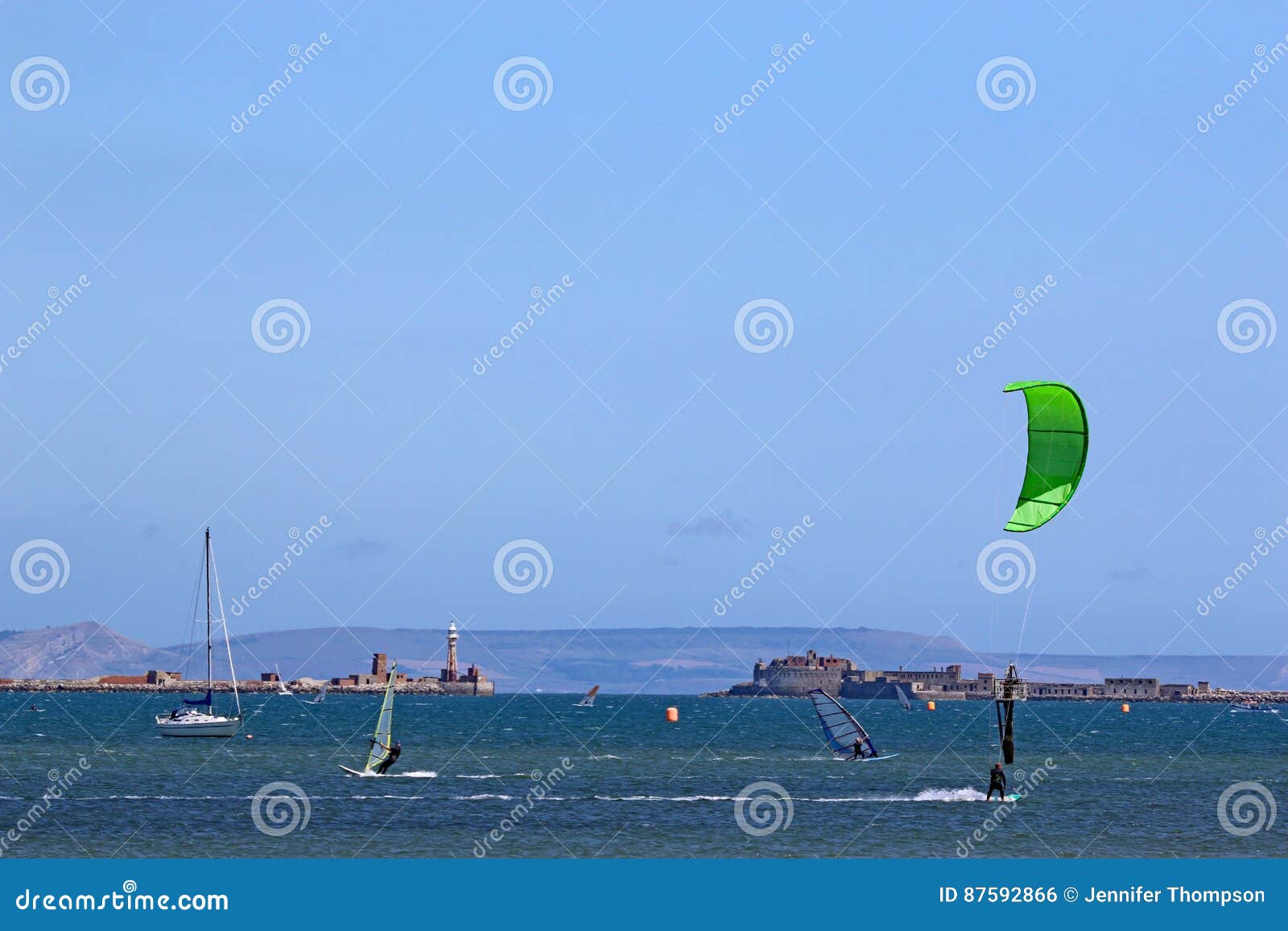 Kitesurfer in Portland Harbour Stock Photo - Image of surf, sport: 87592866