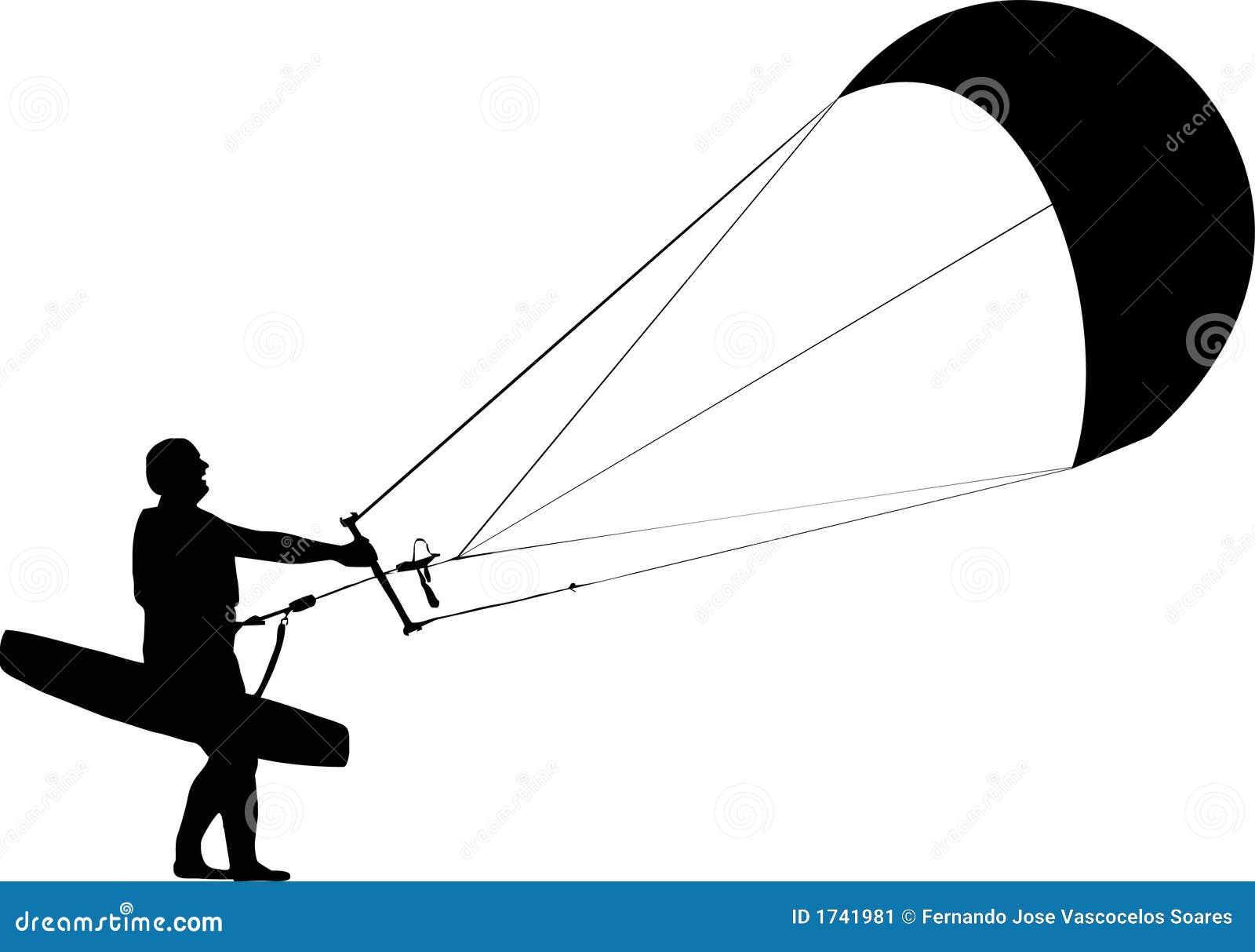 Kitesurfer silhouette stock illustration. Illustration of dusk - 1741981