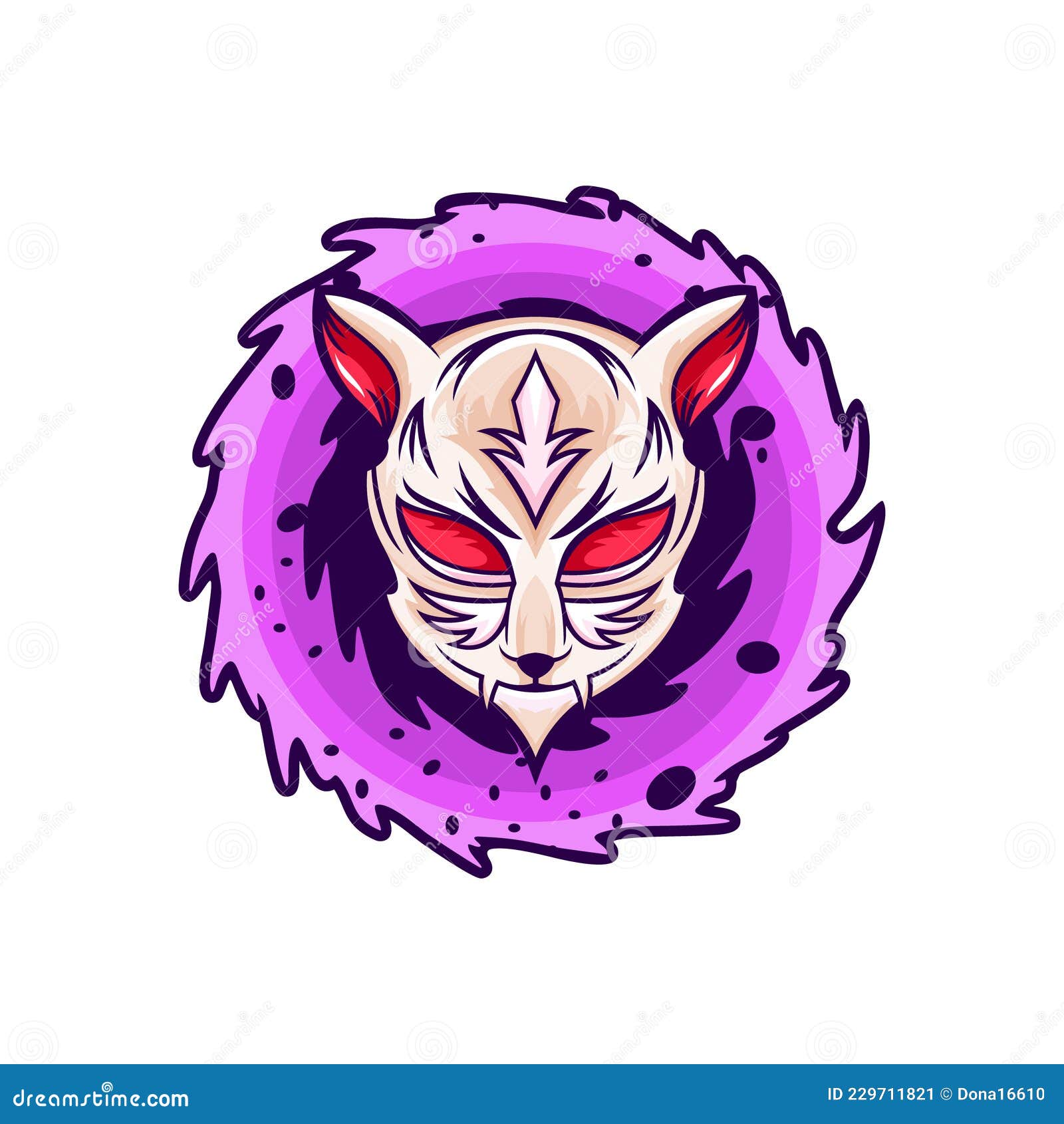 Kitsune mask stock vector. Illustration of asian, costume - 229711821