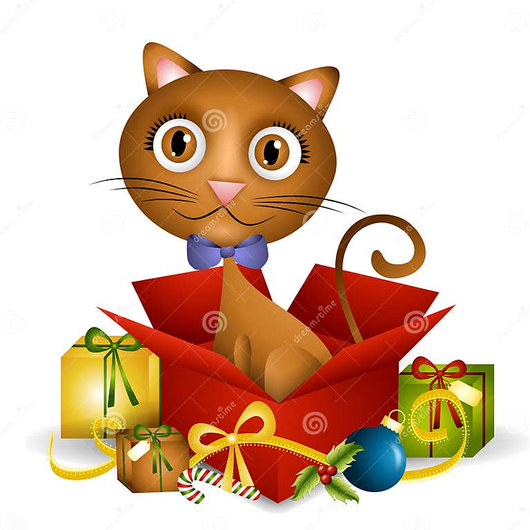 Kitten Christmas Present stock illustration. Illustration of gift - 7288474