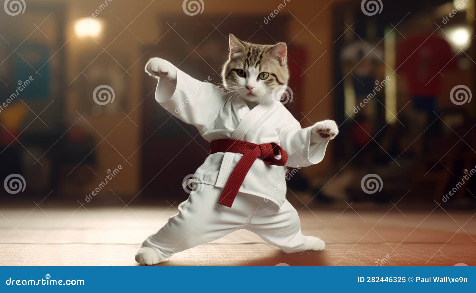Kitten doing karate pose. stock illustration. Illustration of skin ...