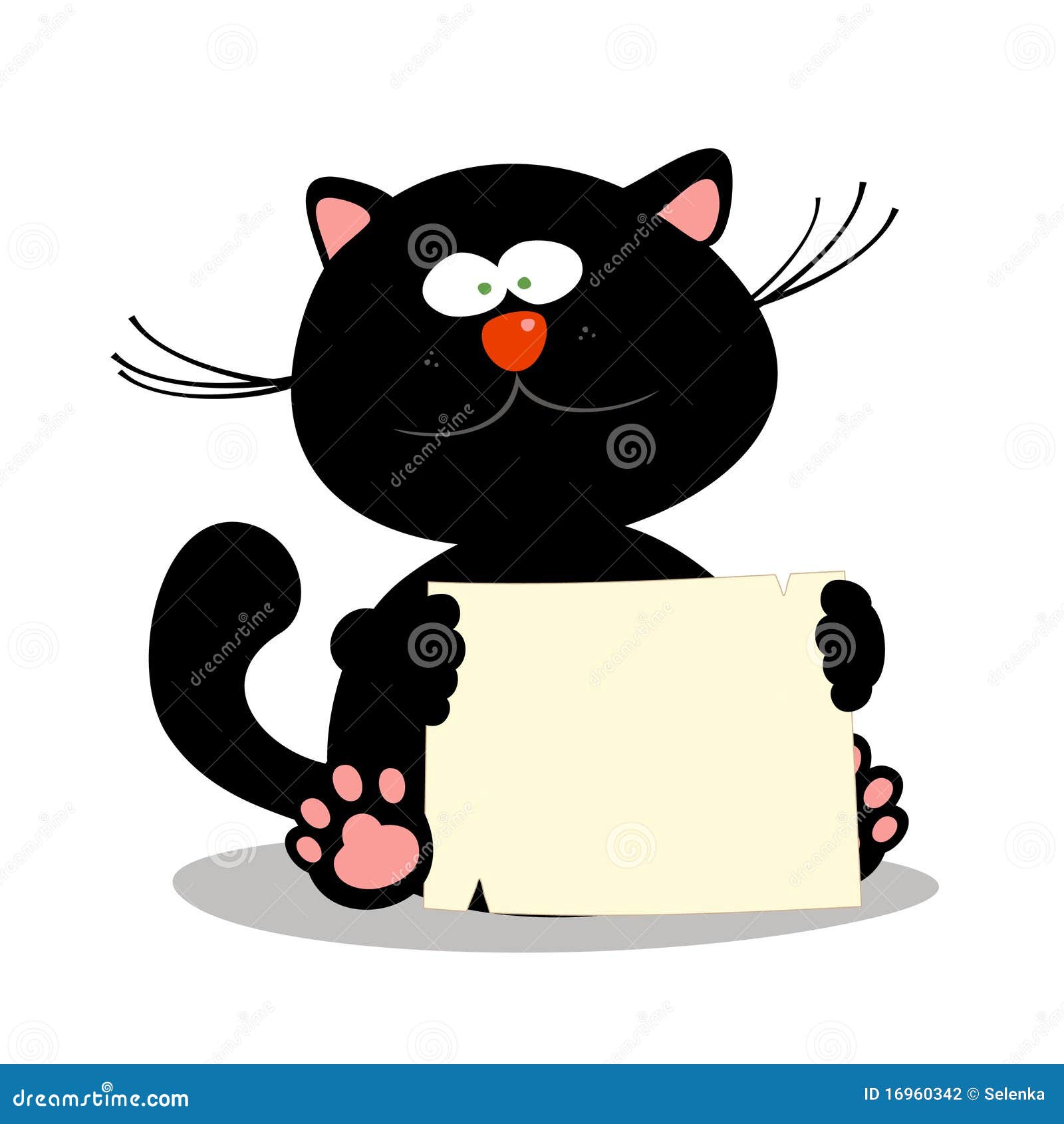Kitten with empty blank. stock vector. Illustration of background ...