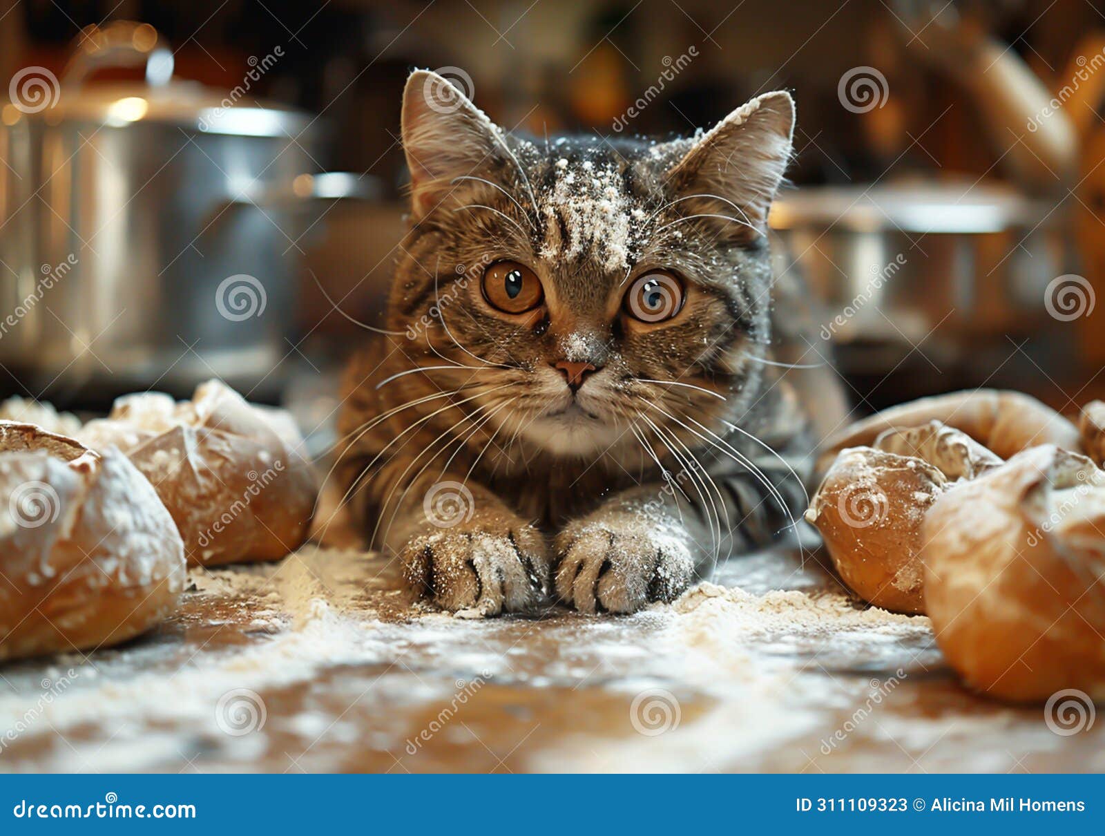 Kitten That Invaded The Kitchen And Is Covered In Flour. AI Generated ...