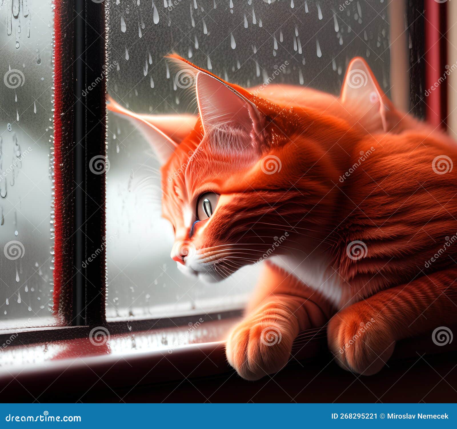 Kitten Looks Out the Window, Generative AI Illustration Stock ...