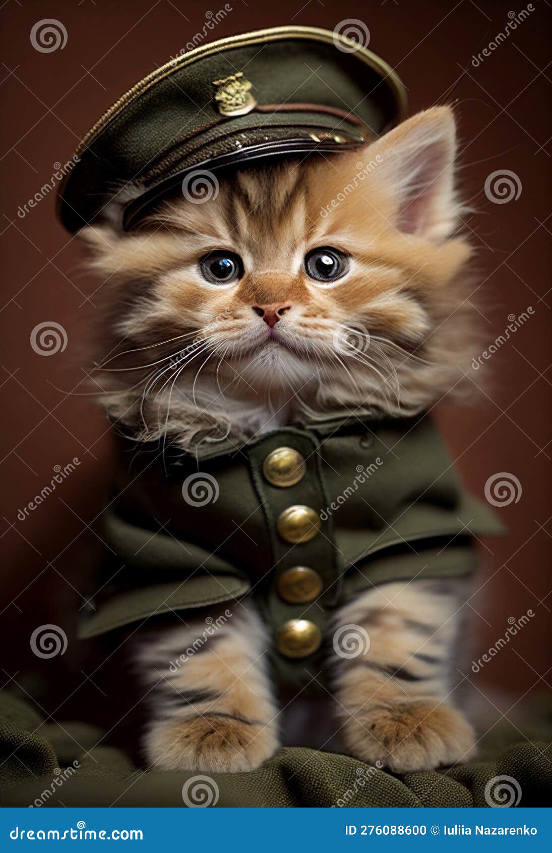 Kitten in Military Uniform. AI Generated Stock Illustration ...