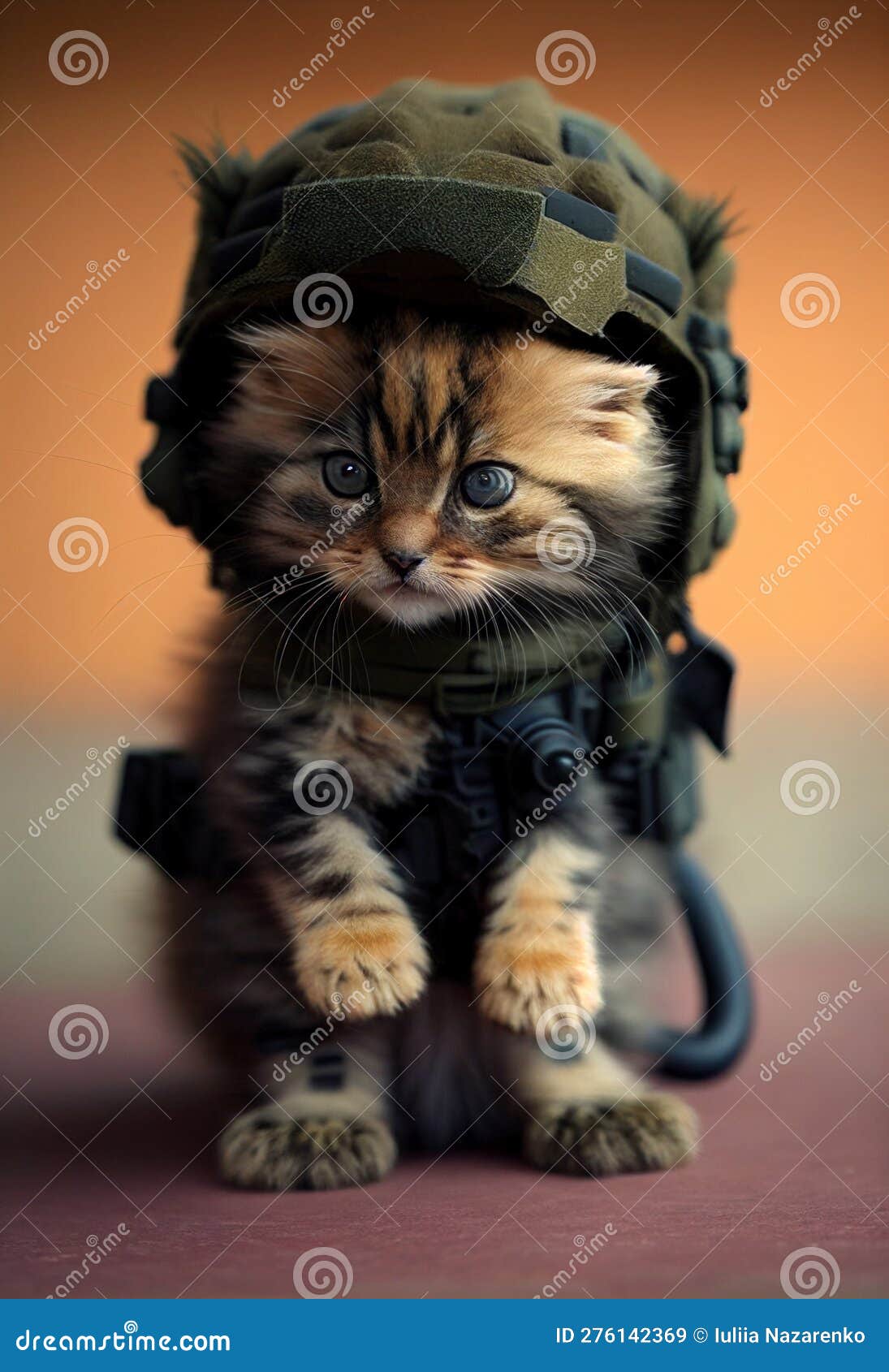 Kitten in Military Uniform. AI Generated Stock Illustration ...