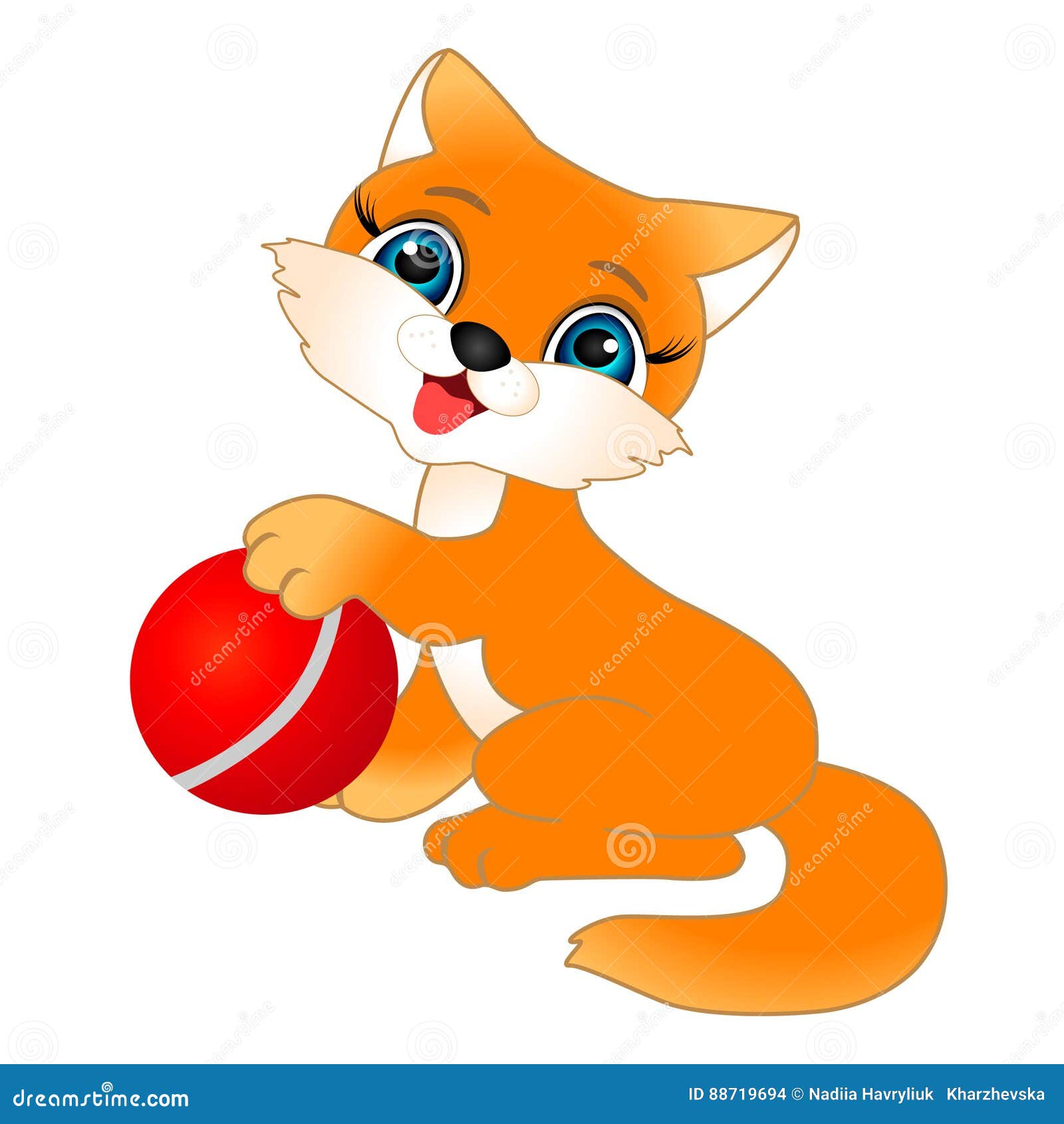 A Kitten Playing with a Ball. Stock Vector - Illustration of play ...