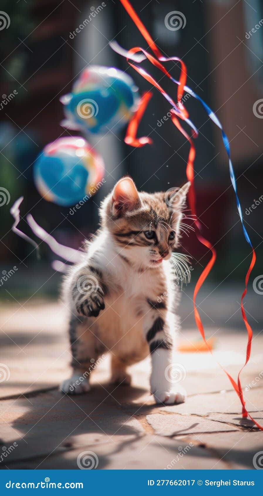 A Kitten Playing with a Kite on the Ground. Generative AI Image. Stock ...