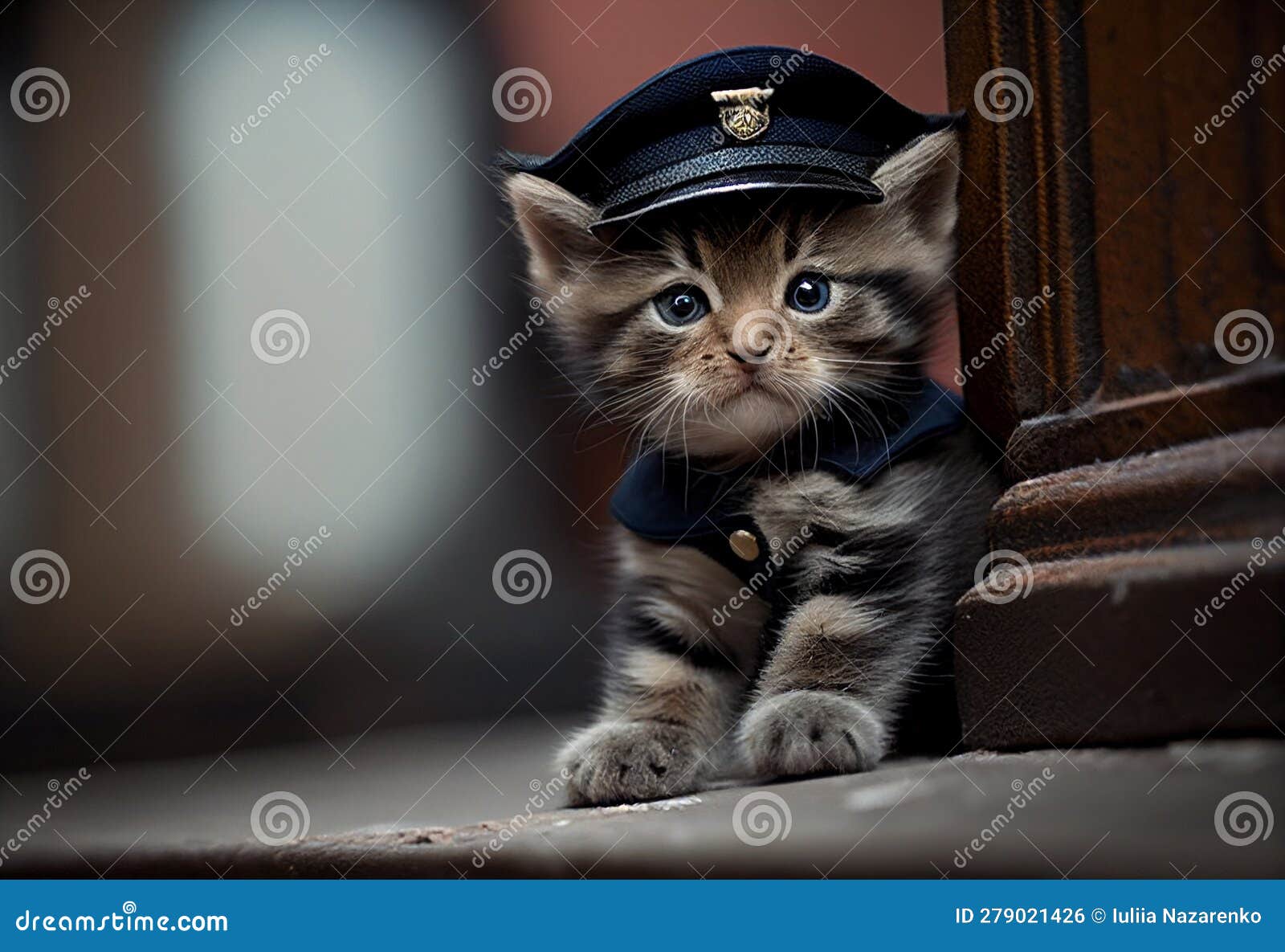 Kitten in Police Uniform. AI Generated Stock Illustration ...