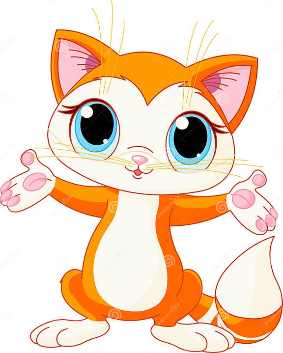 Kitten raising his hands stock vector. Illustration of cool - 16216780