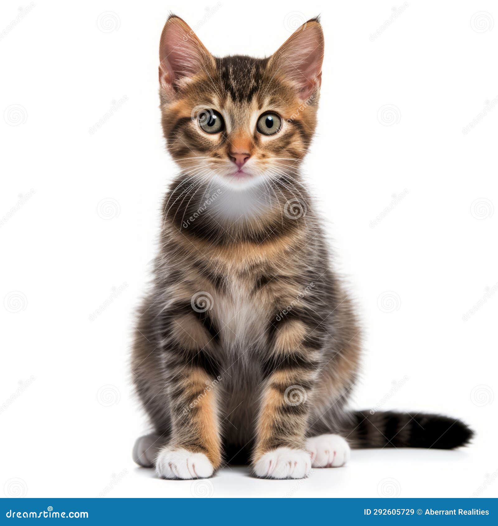 Kitten Sitting in Front of a White Background Stock Illustration ...