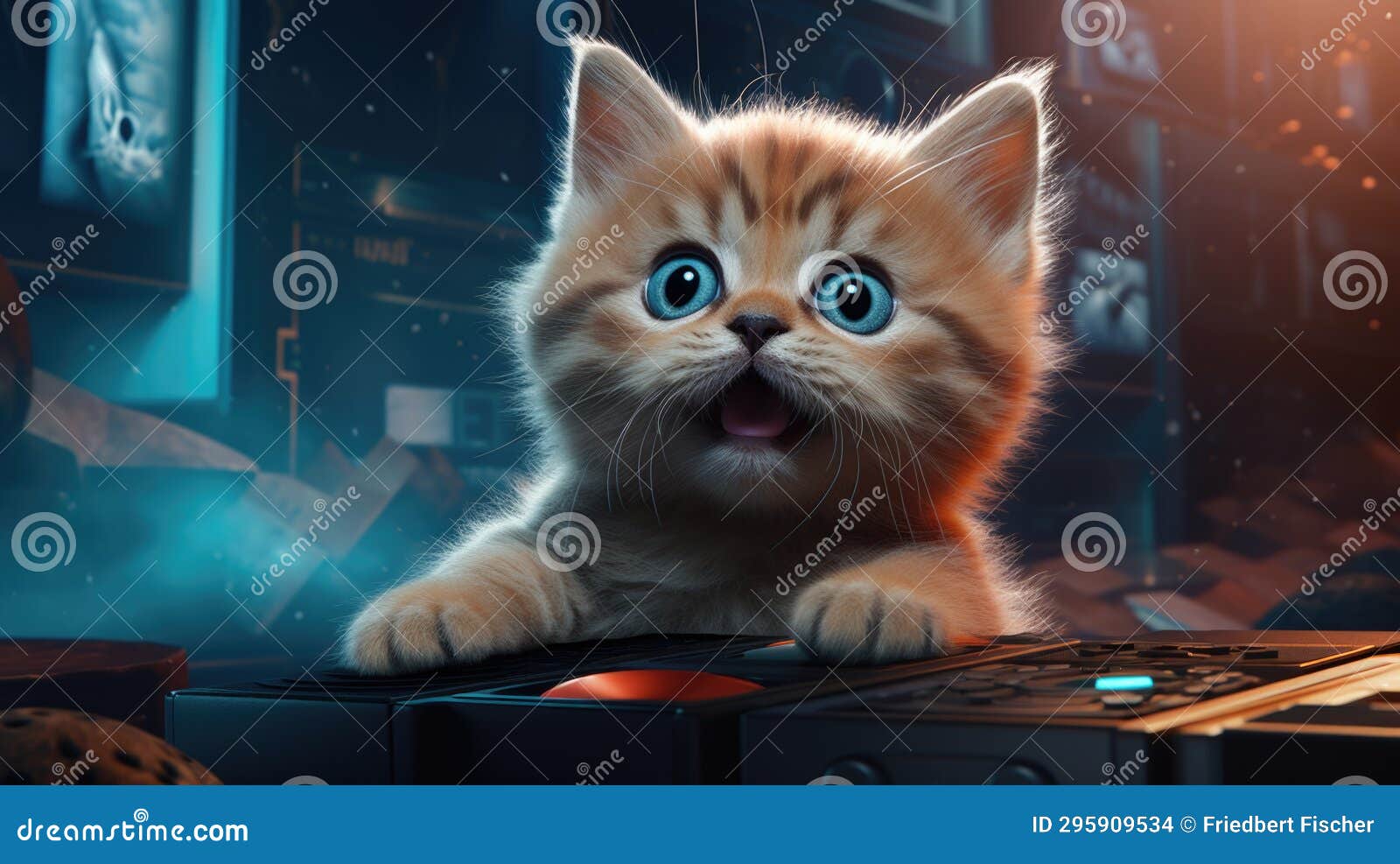 A Kitten Sitting on Top of a Laptop Computer Stock Photo - Image of ...