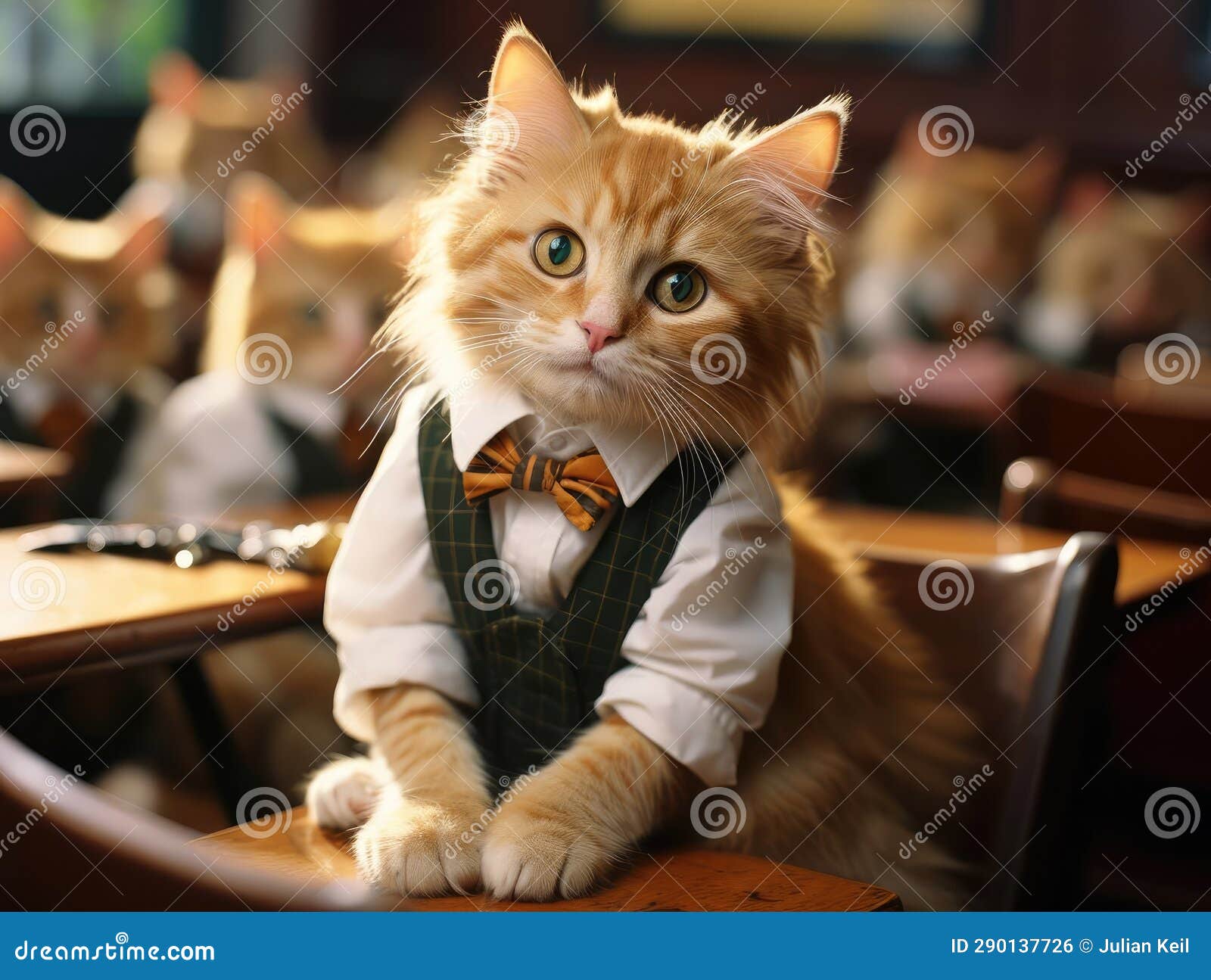 Kitten Teaching Toy Students Stock Illustration - Illustration of ...