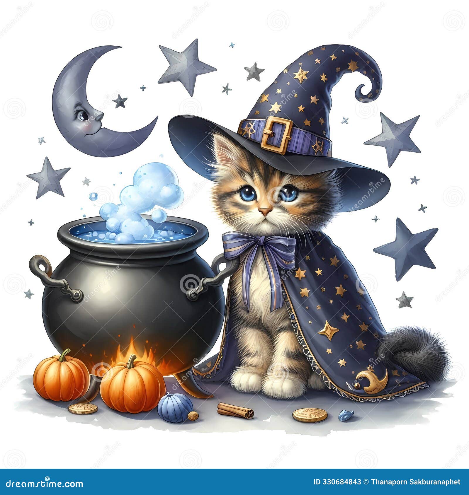 Wizard Is Conjuring Frog Coloring Page. Halloween. Black And White ...