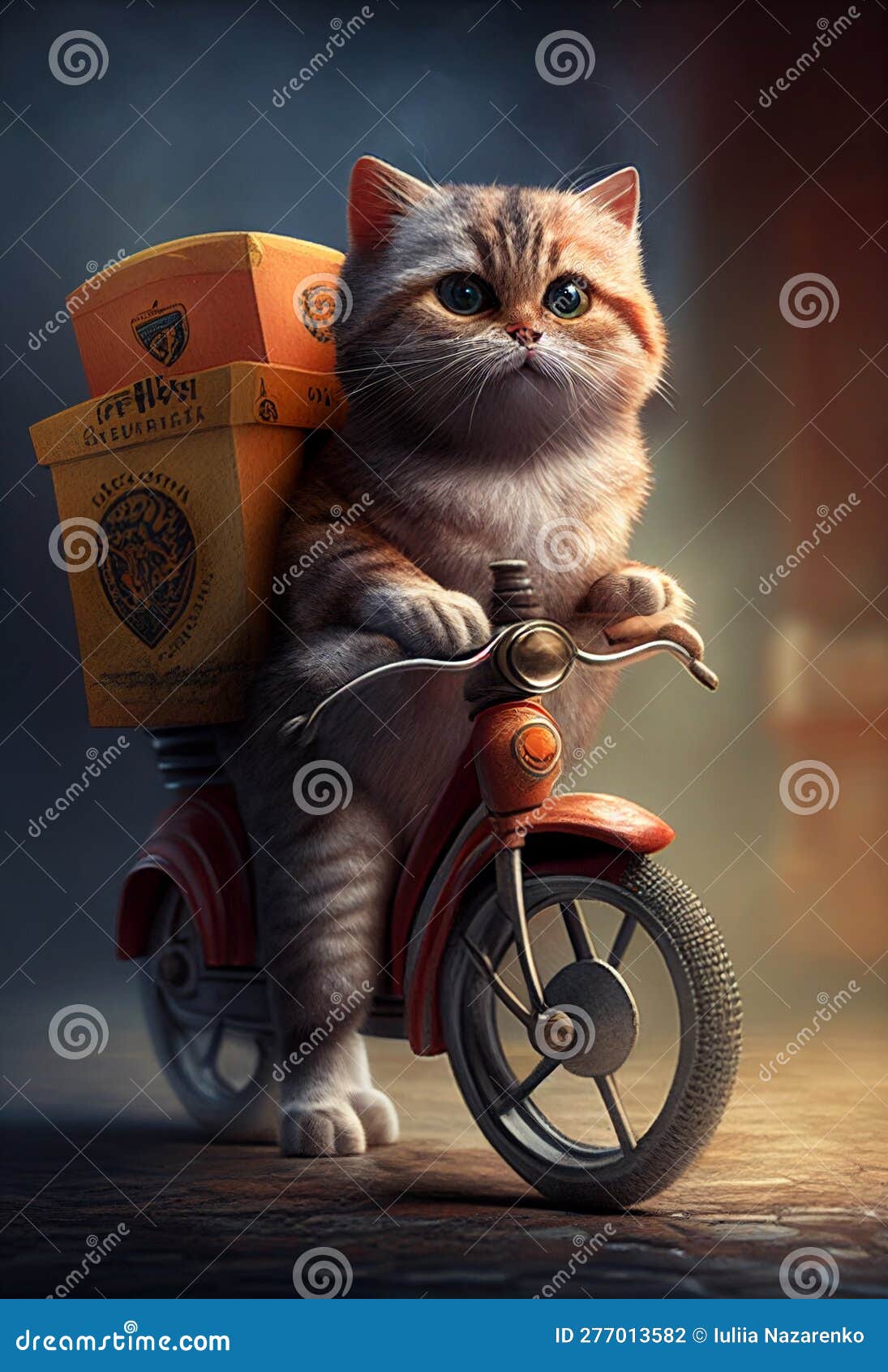 Kitten Works As a Food Delivery Man. AI Generated Stock Illustration ...