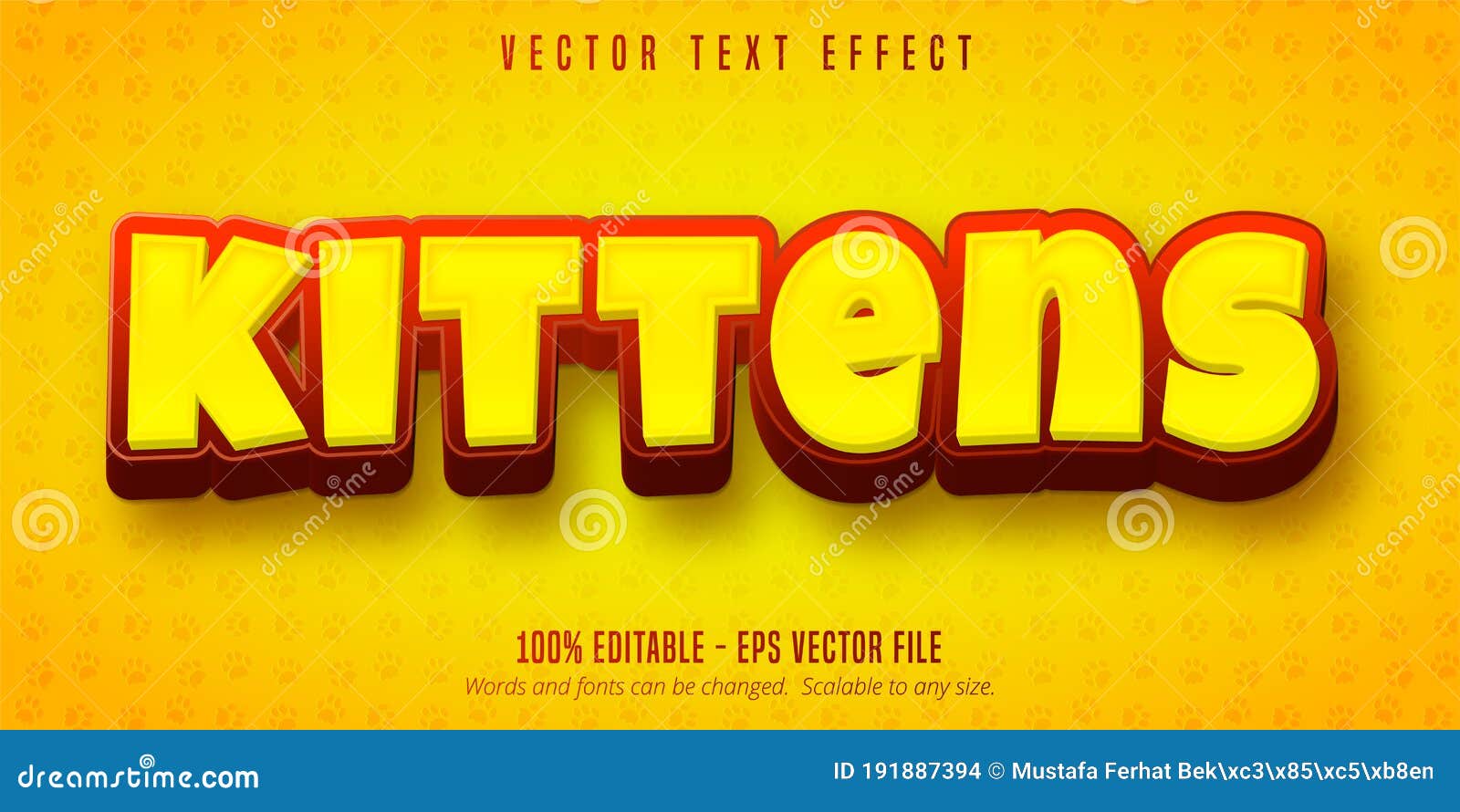Kittens Text, Cartoon Style Editable Text Effect Stock Vector ...