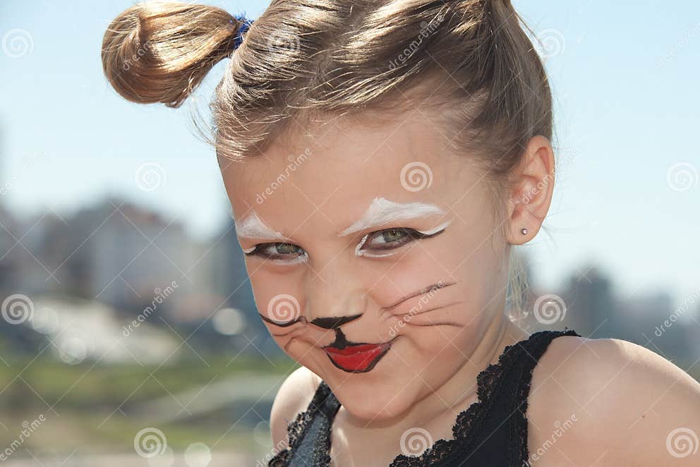 Kitty cat face stock photo. Image of black, childhood - 21818980