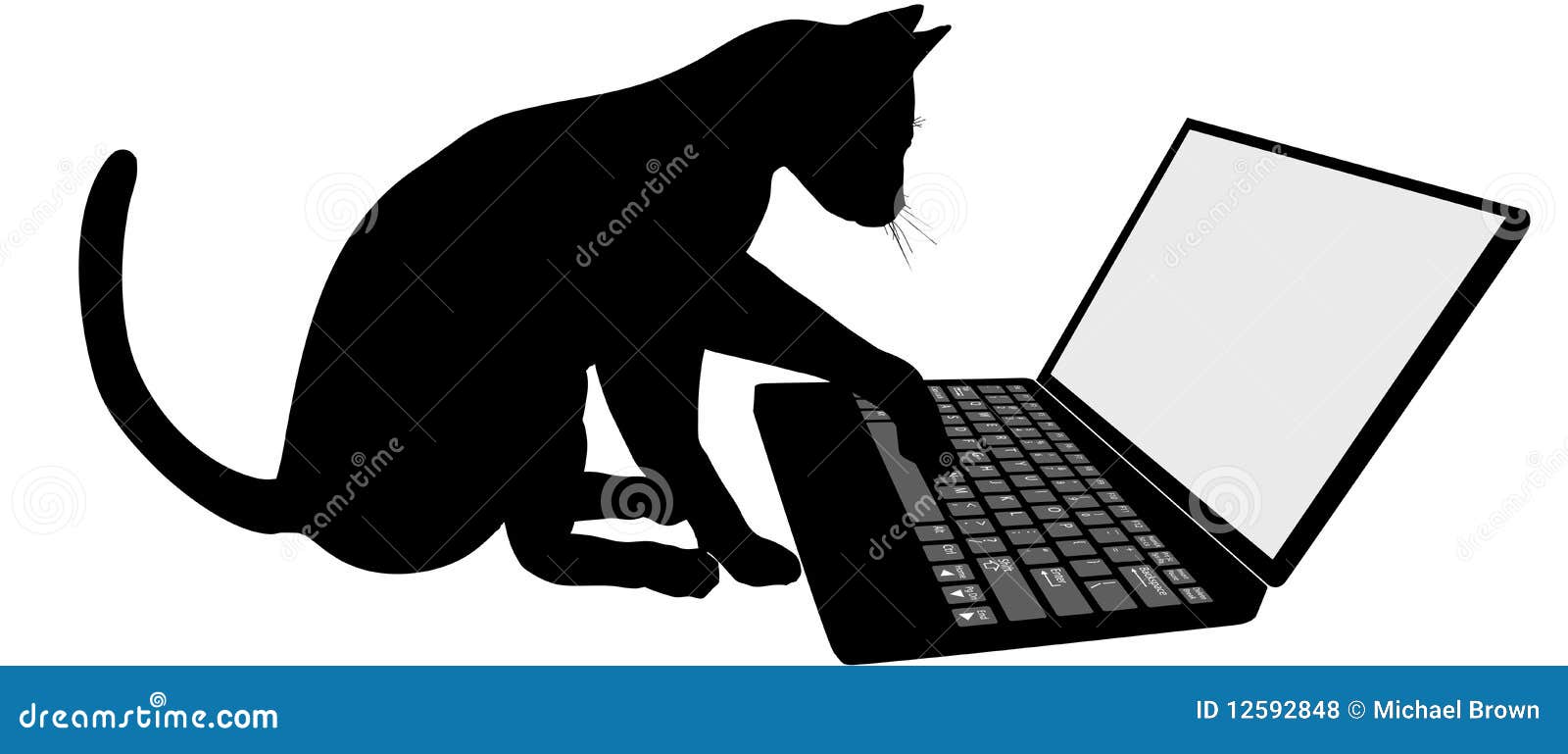 Kitty Cat Keyboard Of Laptop Computer Vector Illustration ...