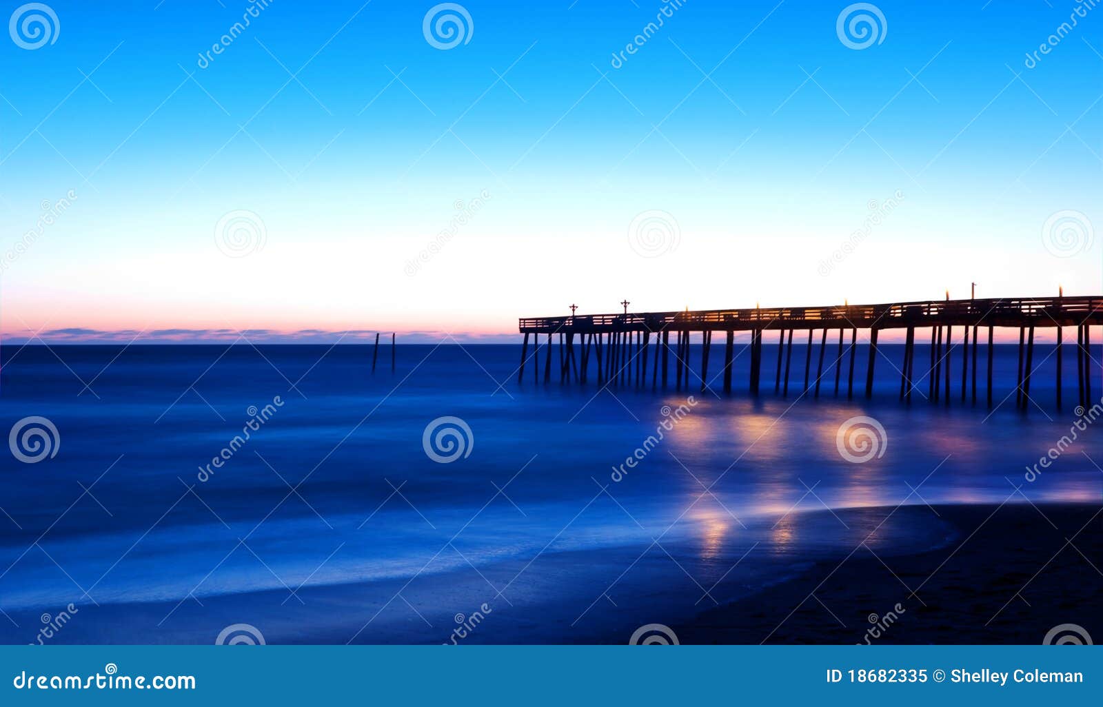 Kitty Hawk Pier Sunrise in the Outer Banks Stock Image - Image of ocean ...