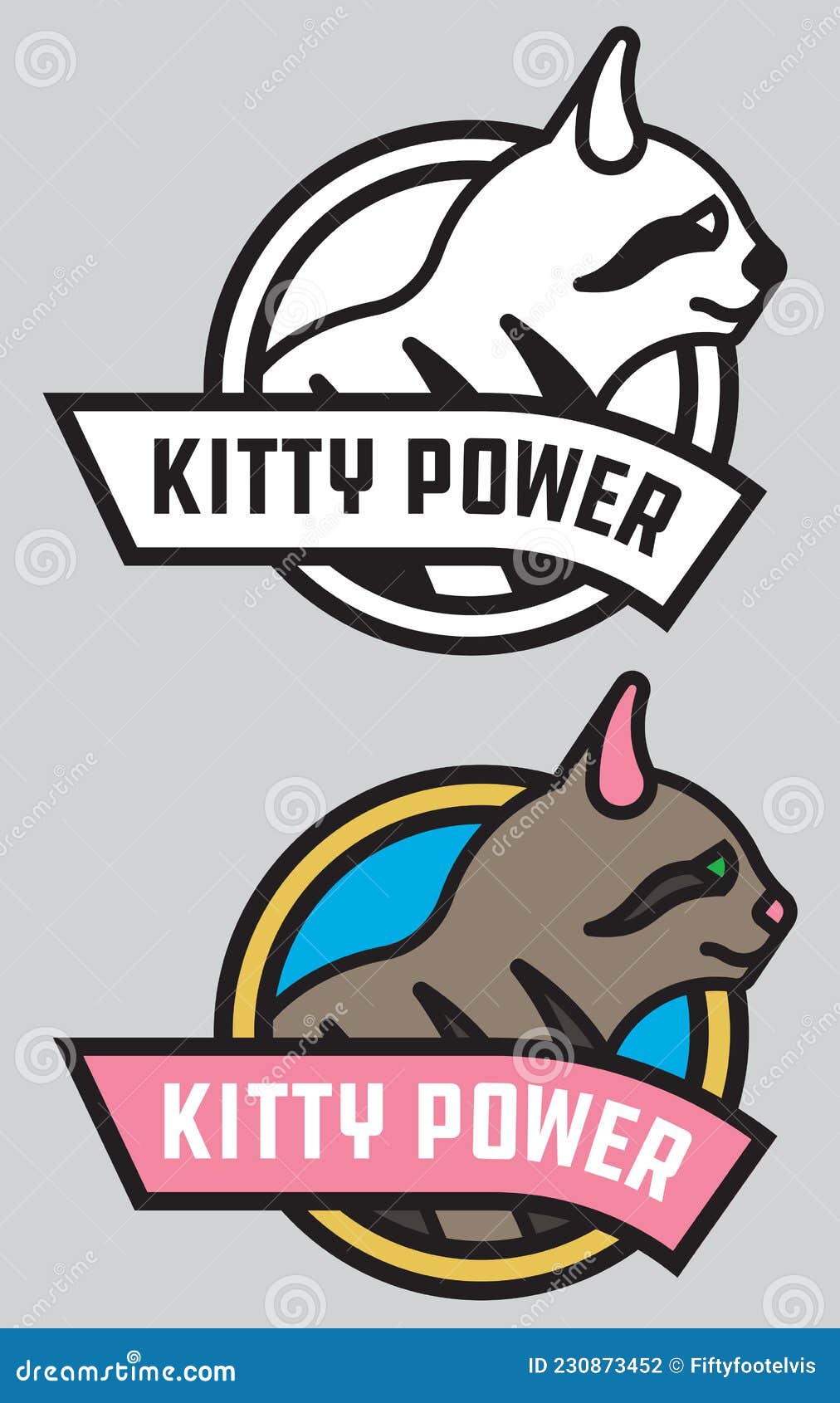 Kitty Power Cat or Kitten Vector Badge or Logo. Stock Vector ...