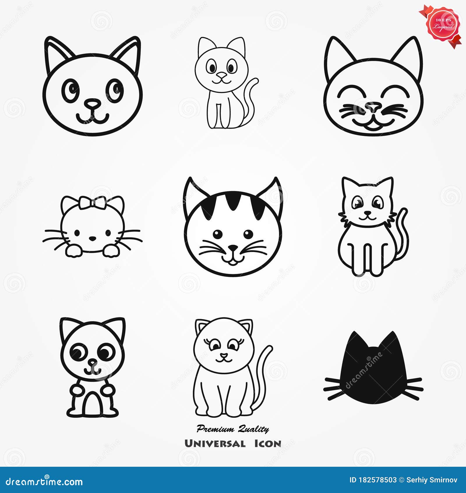 Kitty Vector Icon. Cat Symbol Isolated on Background Stock Illustration ...