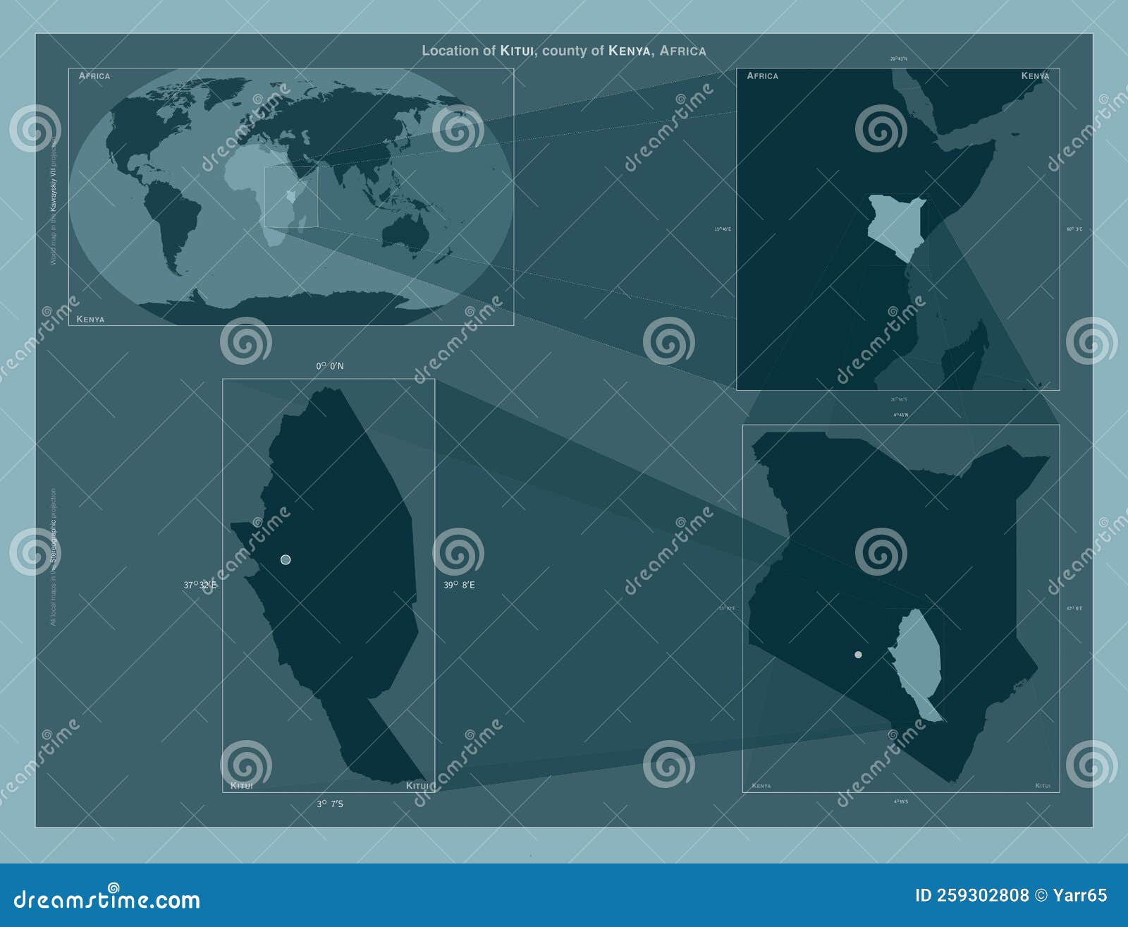Kitui Kenya Described Location Diagram Stock Illustration Illustration Of Atlas Ocean