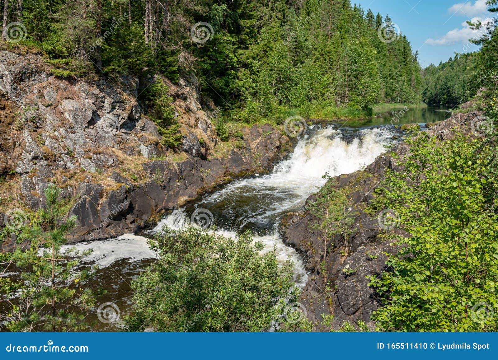 Kivach Falls in the Late Summer, Karelia Stock Photo - Image of ...