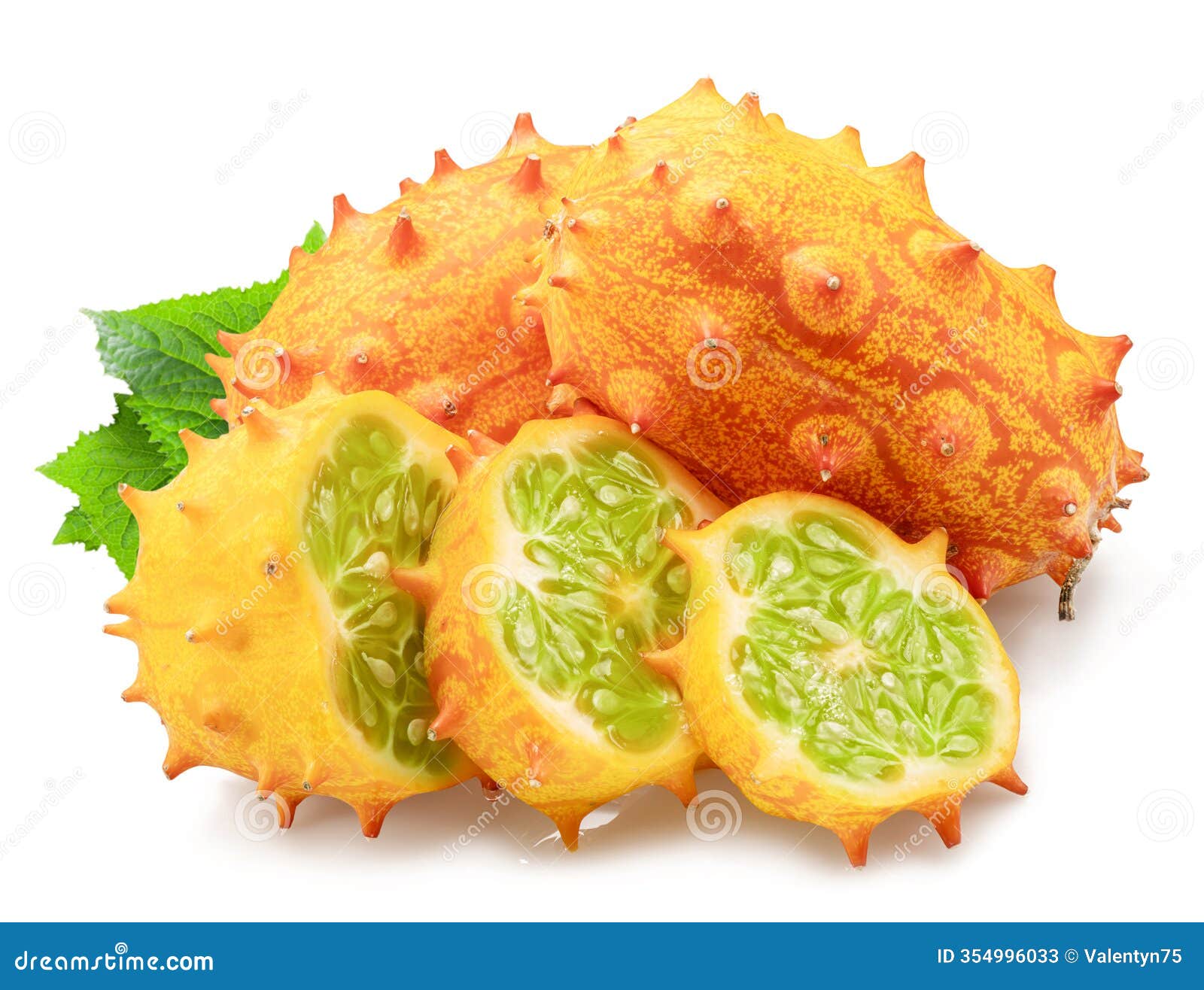 Kiwano Fruit with Kiwano Slices Isolated on White Background Stock ...