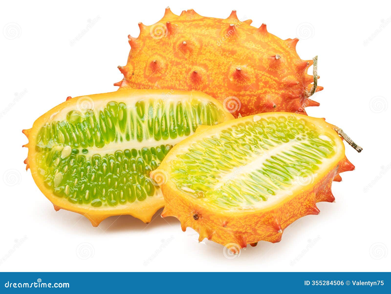 Kiwano Fruit with Kiwano Slices Isolated on White Background Stock ...