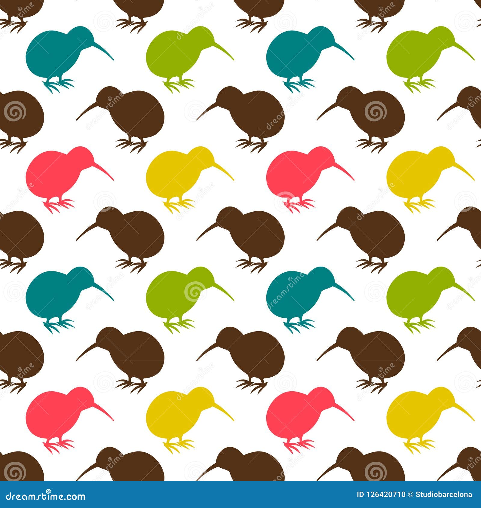Kiwi Birds Colorful Seamless Pattern Stock Vector - Illustration of ...