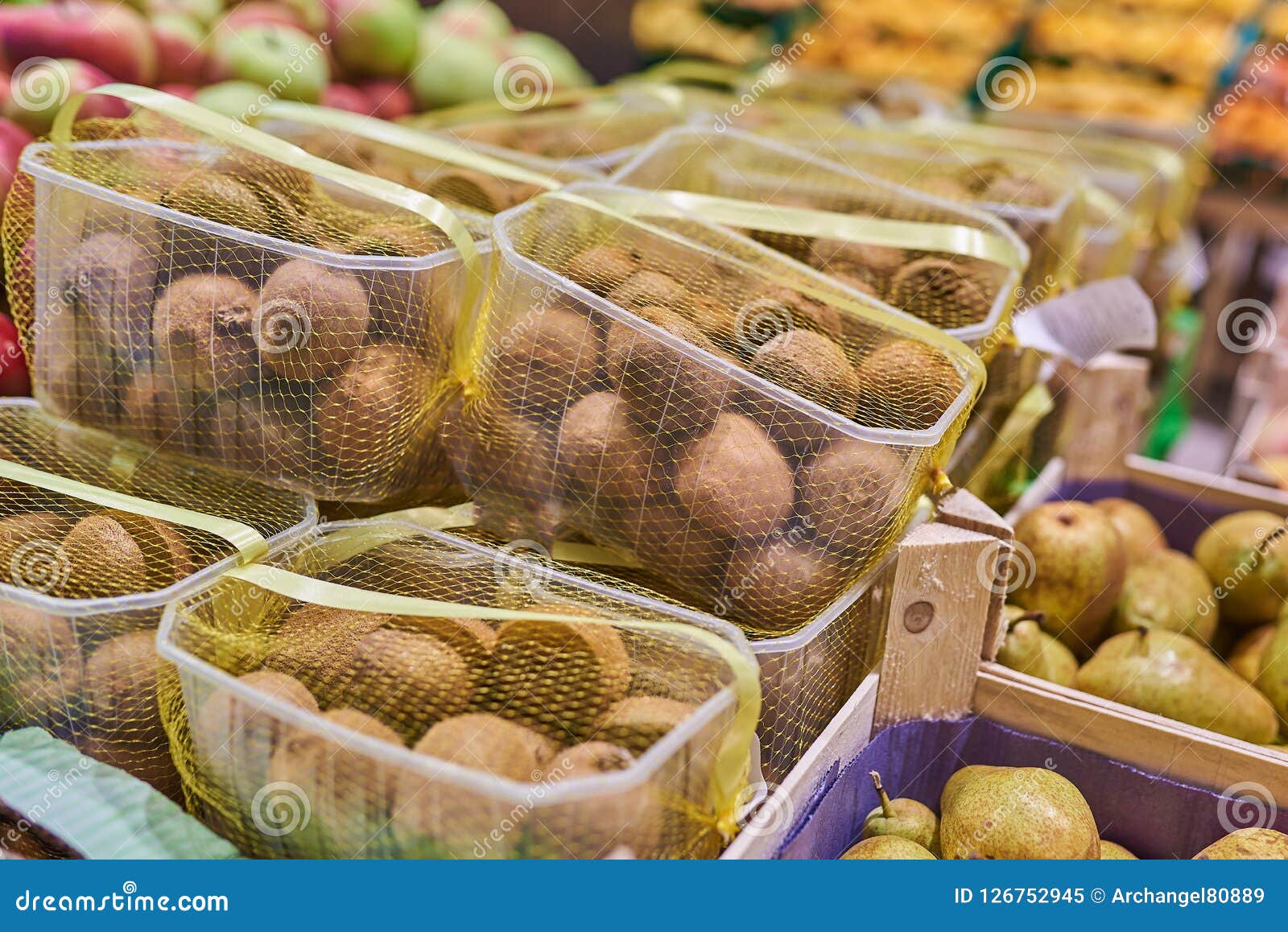Kiwi on Display in the Store Stock Image - Image of fridge, beef: 126752945