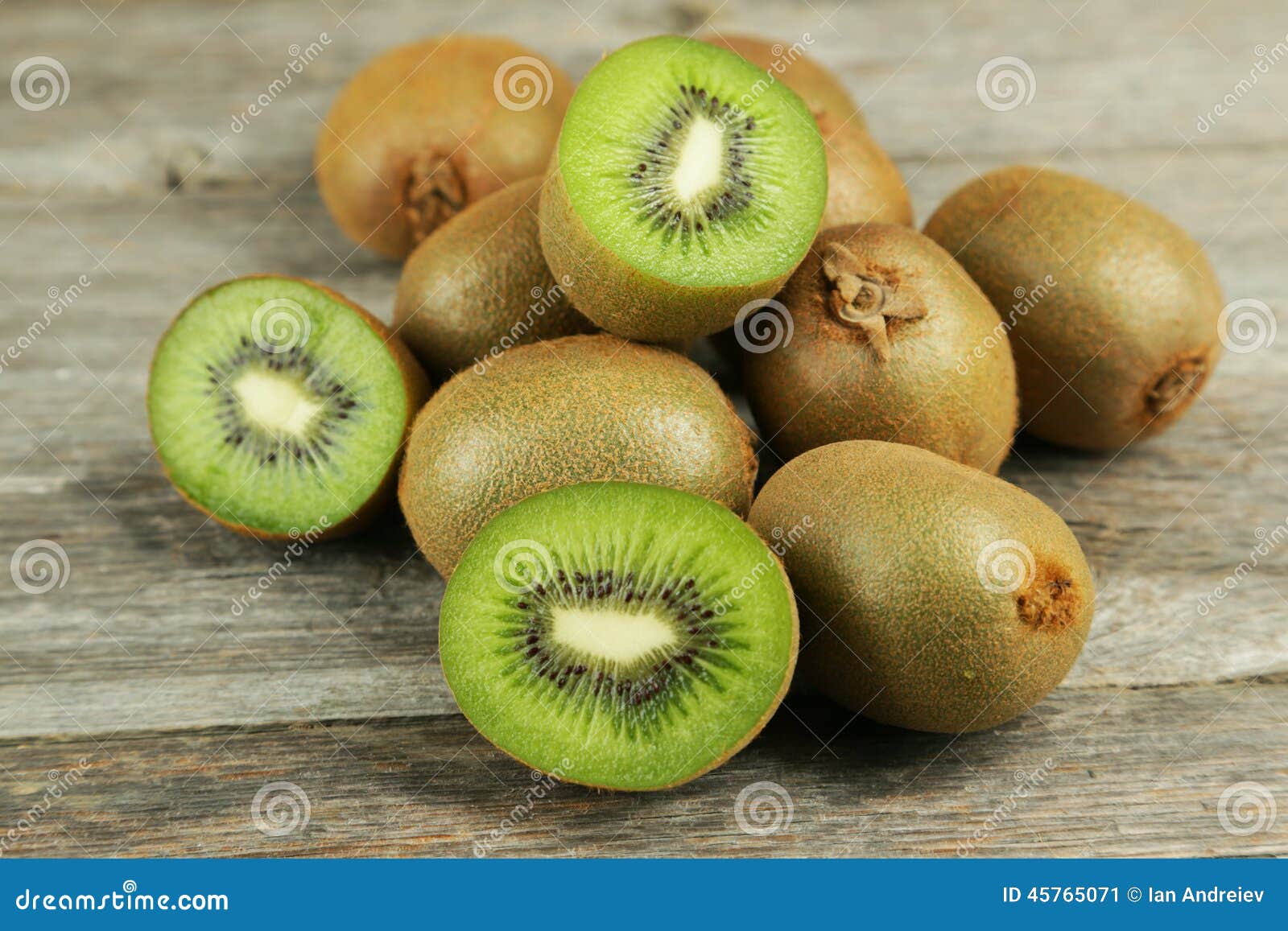 Kiwi Fruit on Grey Wooden Background. Stock Image - Image of food, diet ...