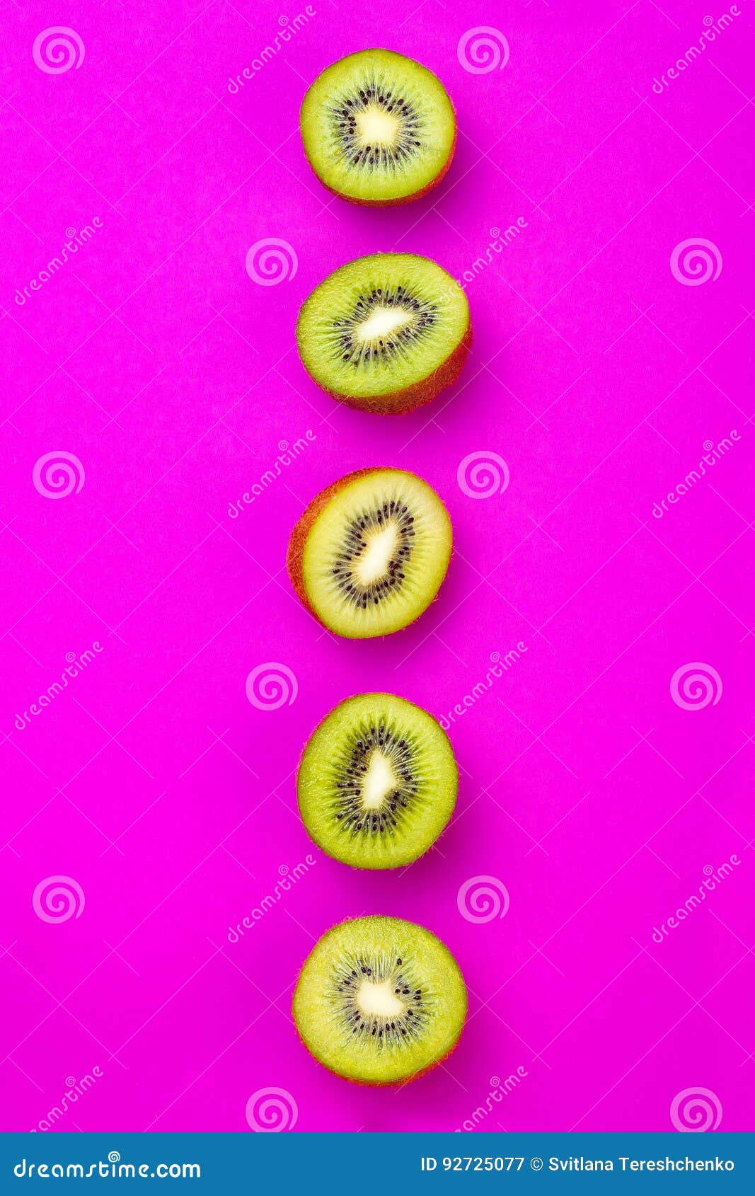 Kiwi Fruit Pattern On Pink Colored Background, Minimal Flat Lay Style ...