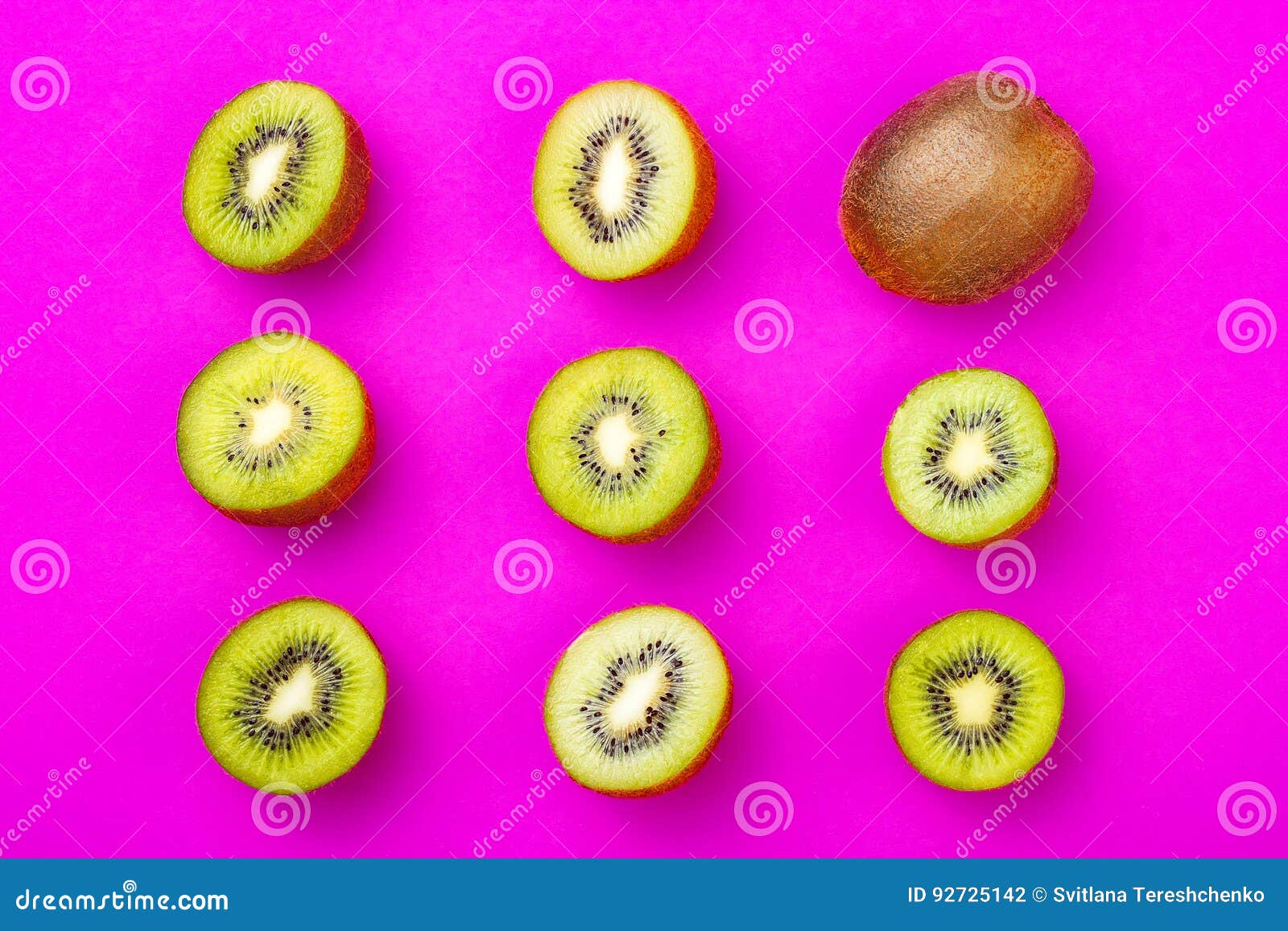Kiwi Fruit Pattern on Pink Colored Background, Minimal Flat Lay Style ...