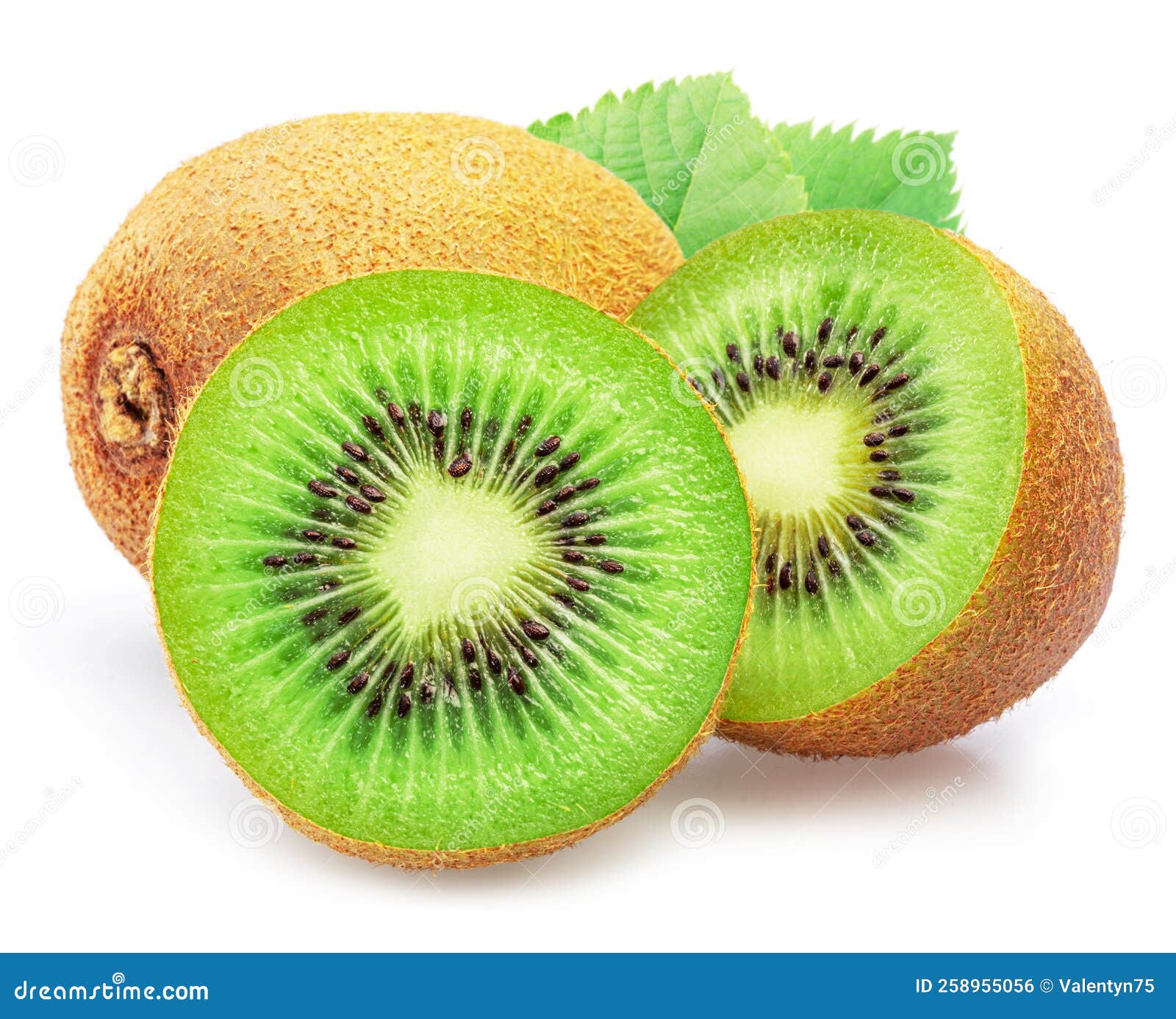 Kiwi Fruit and Kiwi Slices Isolated on White Background Stock Photo ...