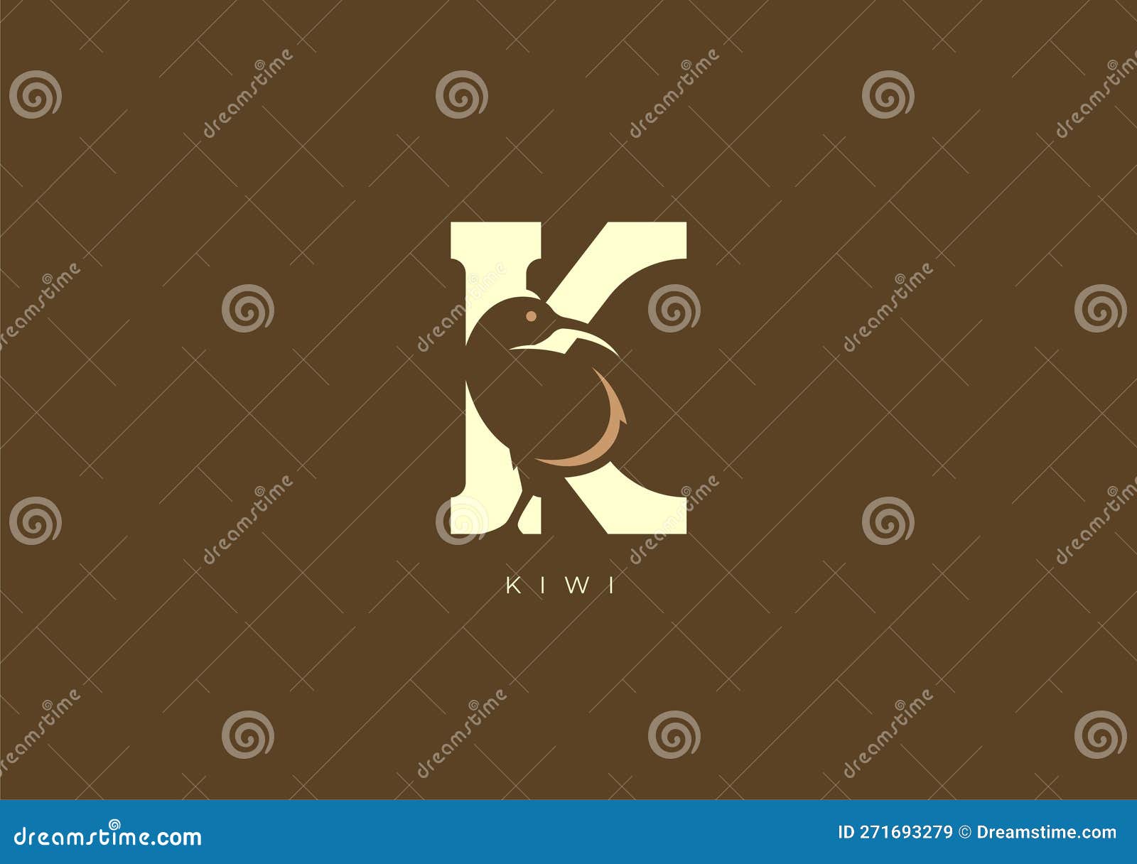 KIWI K MONOGRAM, VECTOR LOGO, BROWN BACKGROUND Stock Vector ...