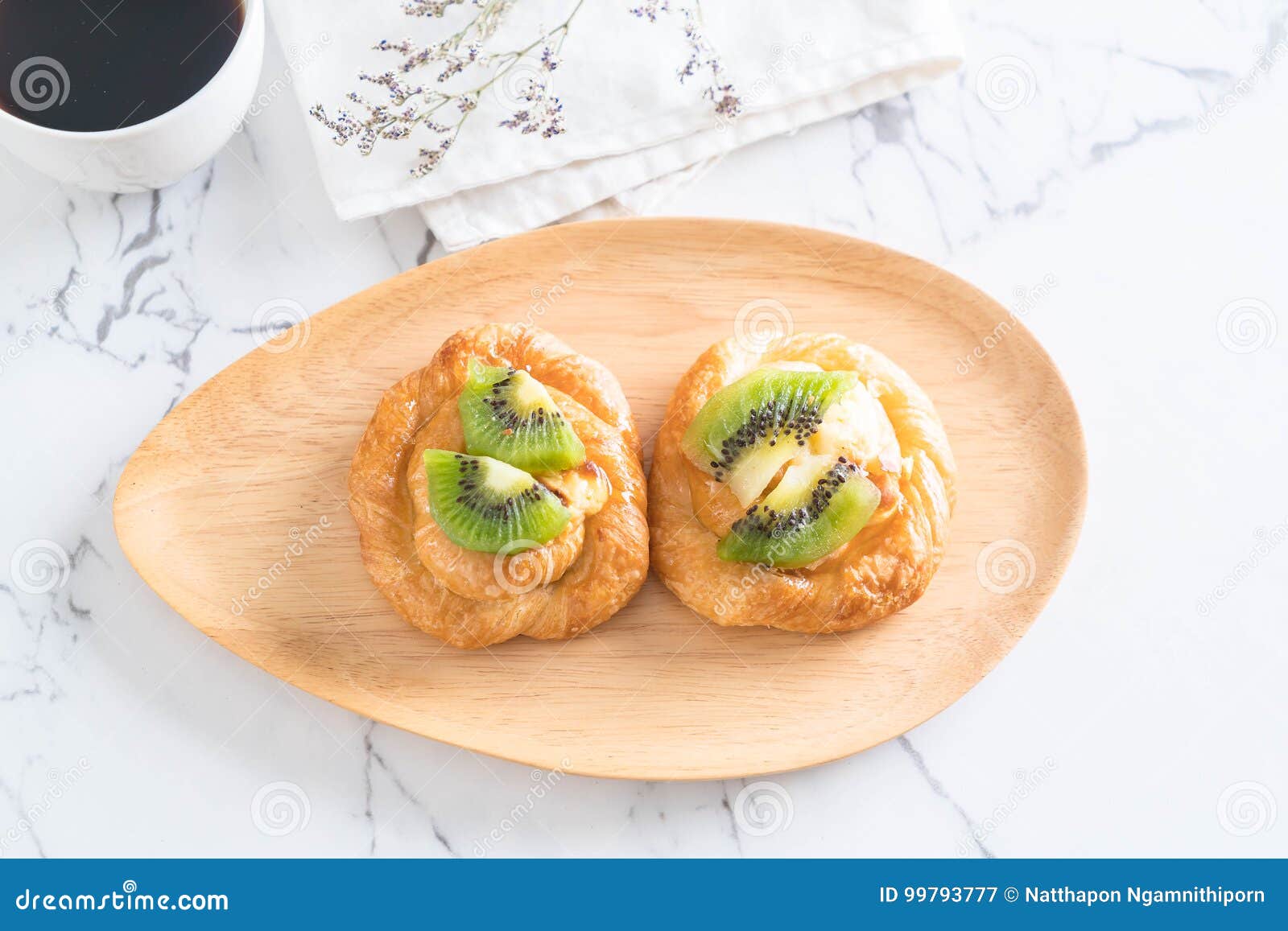 Kiwi pie on plate stock image. Image of cream, homemade - 99793777