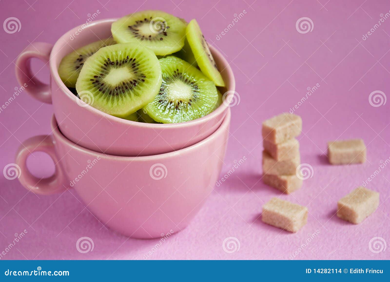 Kiwi in pink cups stock photo. Image of fruits, cubes - 14282114