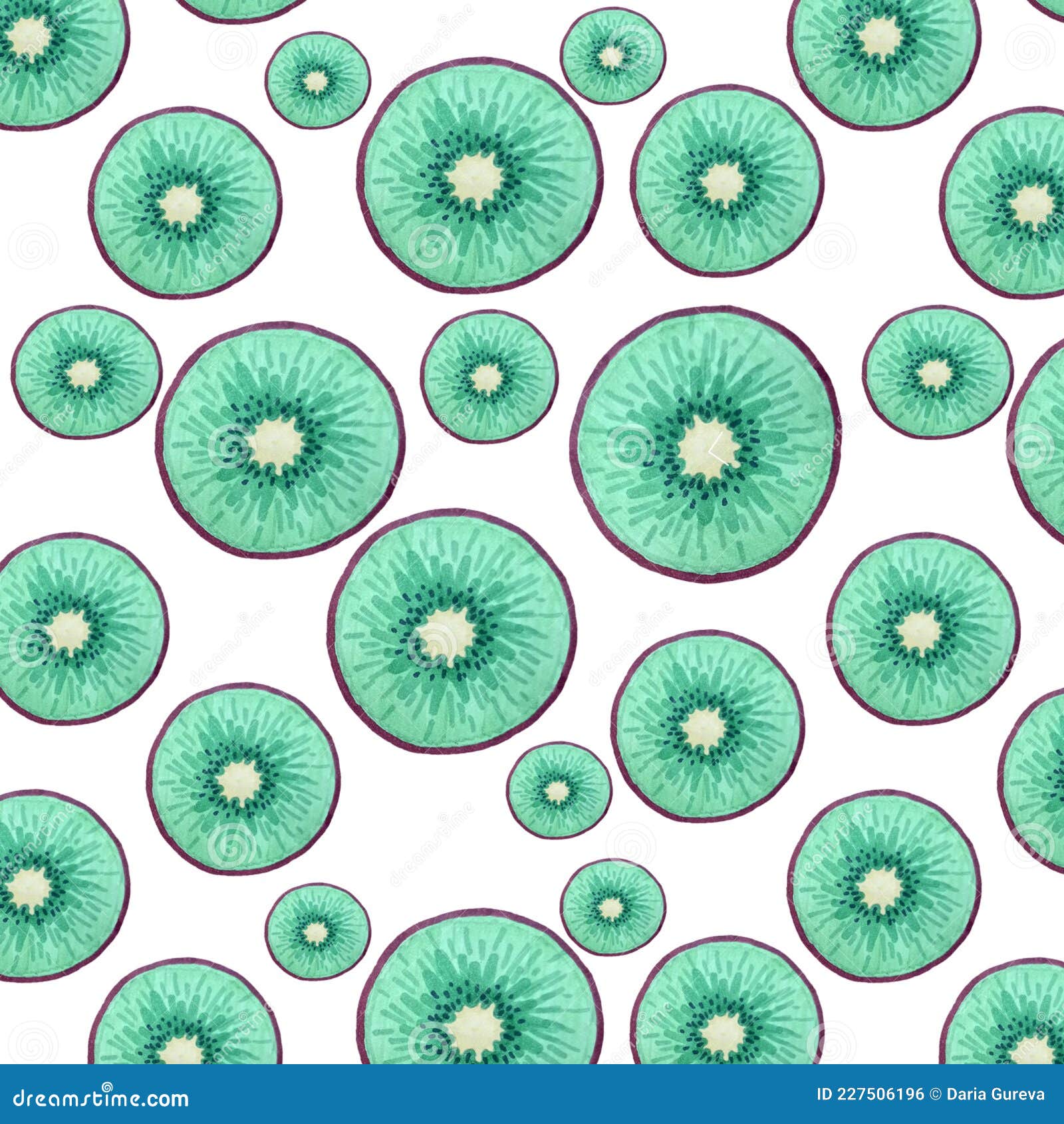 Kiwi Repeating Pattern on a White Background Stock Illustration ...