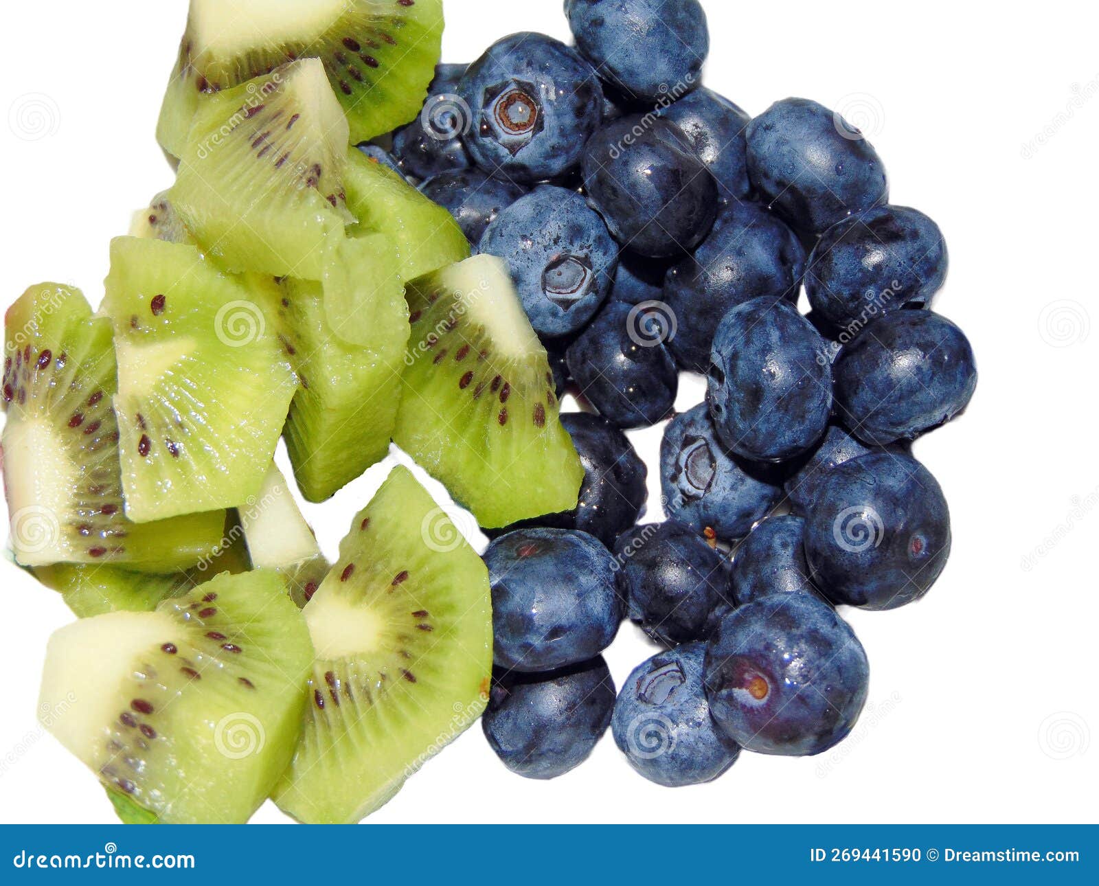 Kiwi Slices and Blueberries on White Stock Photo - Image of good ...