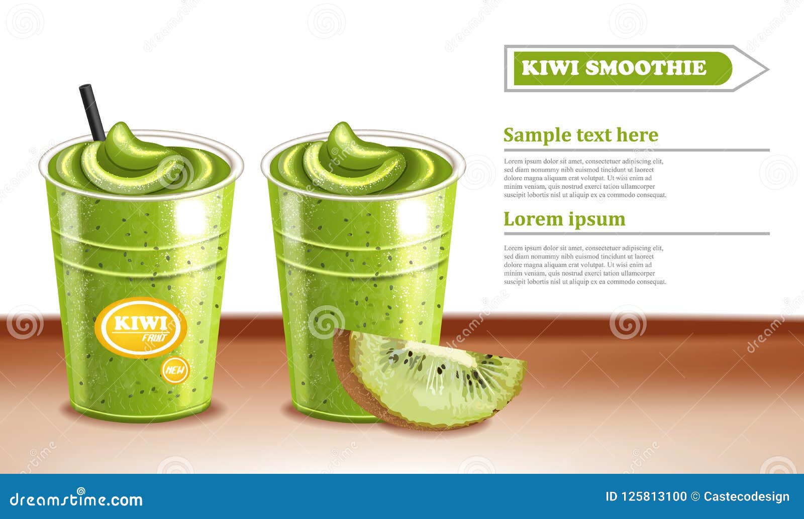 Kiwi Smoothie Vector Realistic. Detailed 3d Cocktail Refreshment Drinks ...