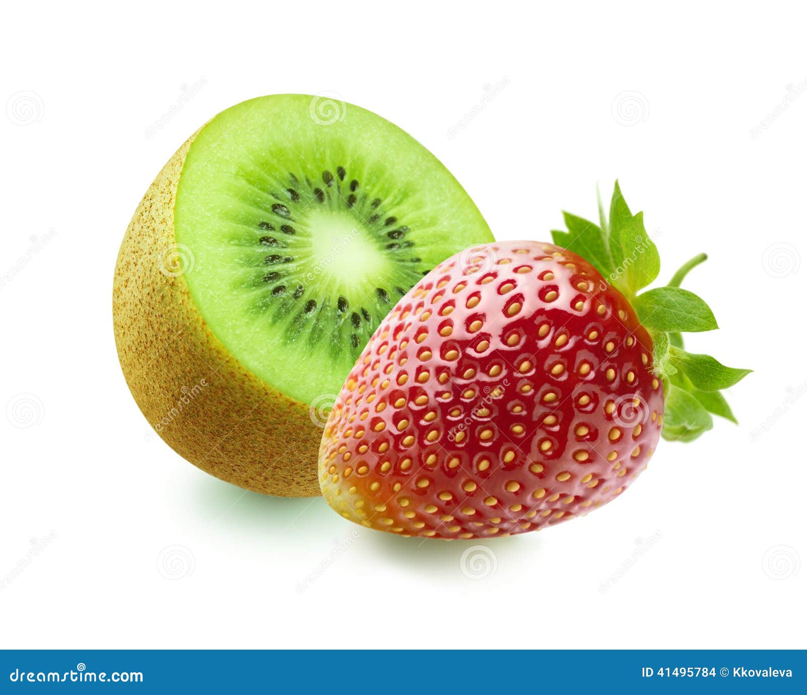 Kiwi and Strawberry on White Background Stock Photo - Image of green ...